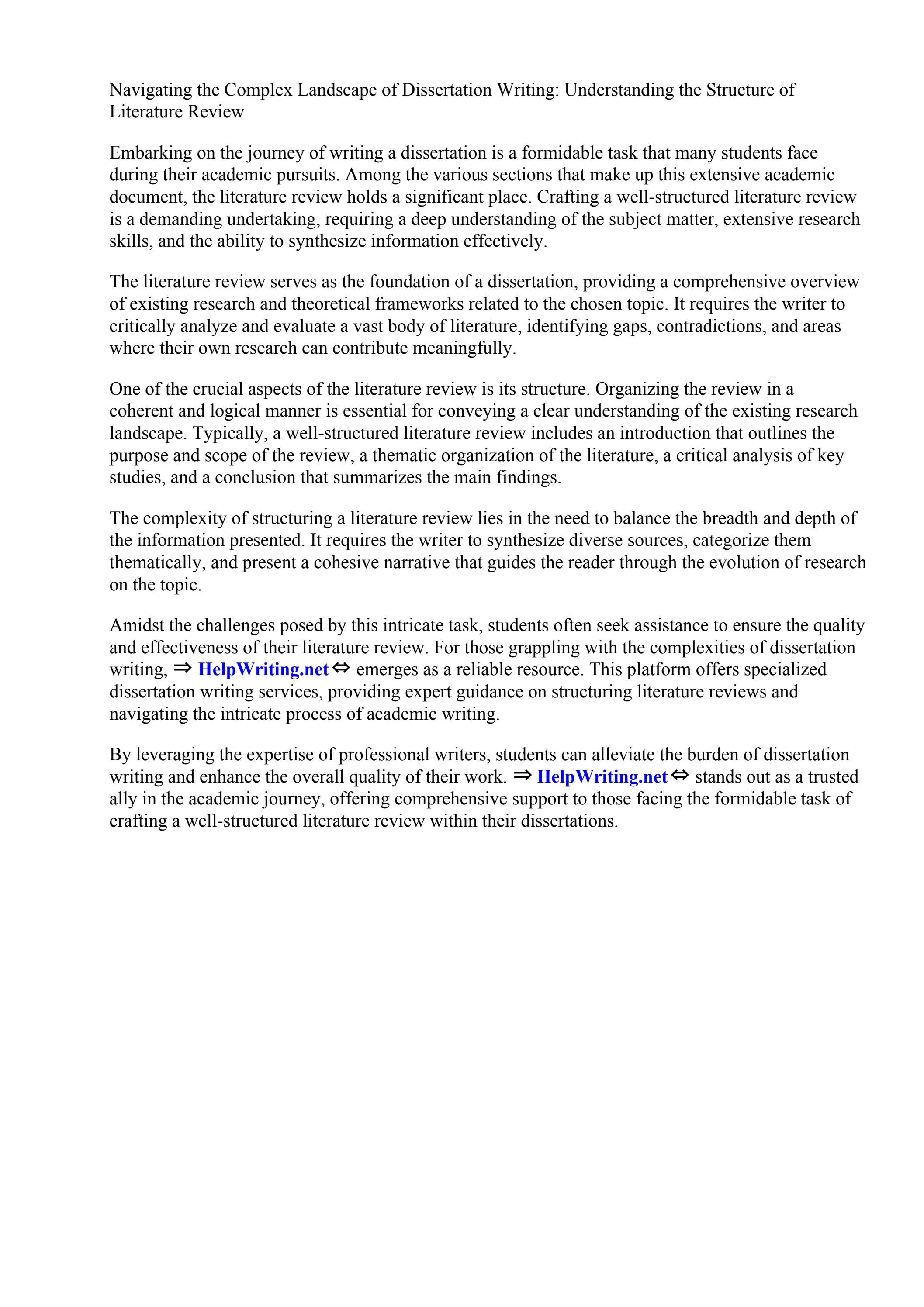 Structure Of Literature Review Dissertation by Lori Walsvik - Issuu