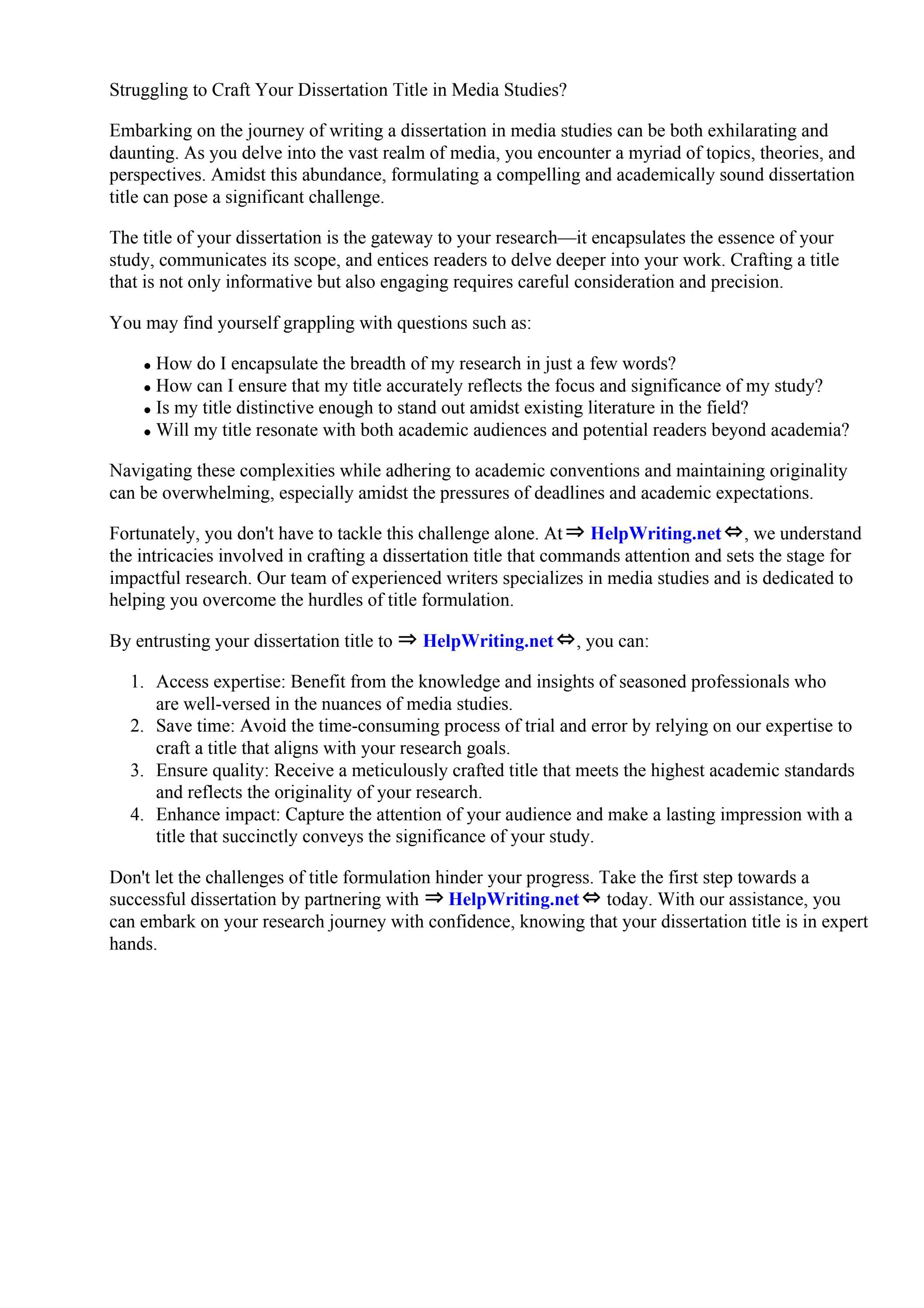 Dissertation Titles Media by Pamela Long - Issuu