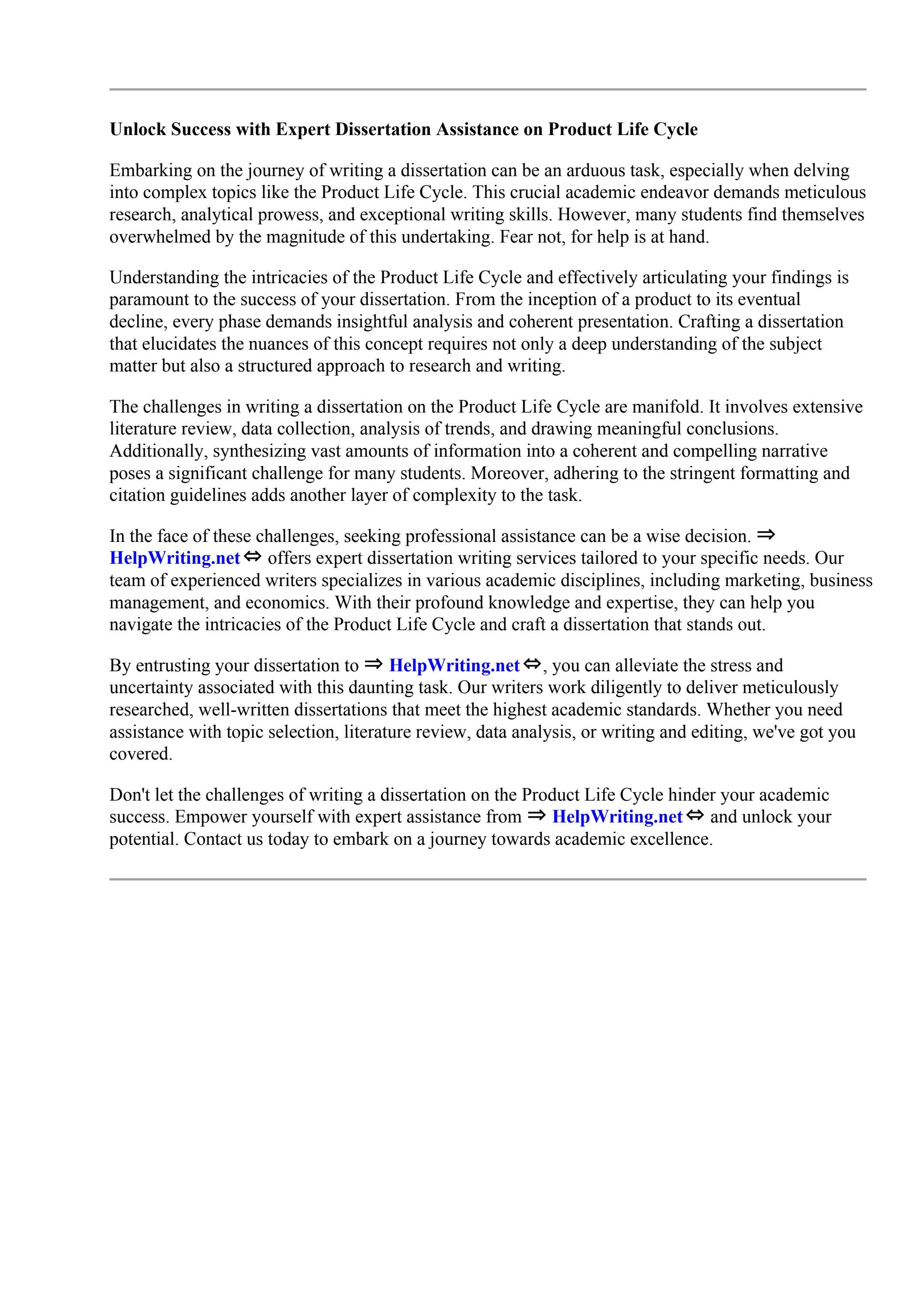 Dissertation On Product Life Cycle by Jamie Beck - Issuu