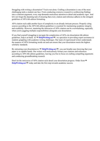 Apa Cite Dissertation 6Th Edition by Lindsey Smith - Issuu