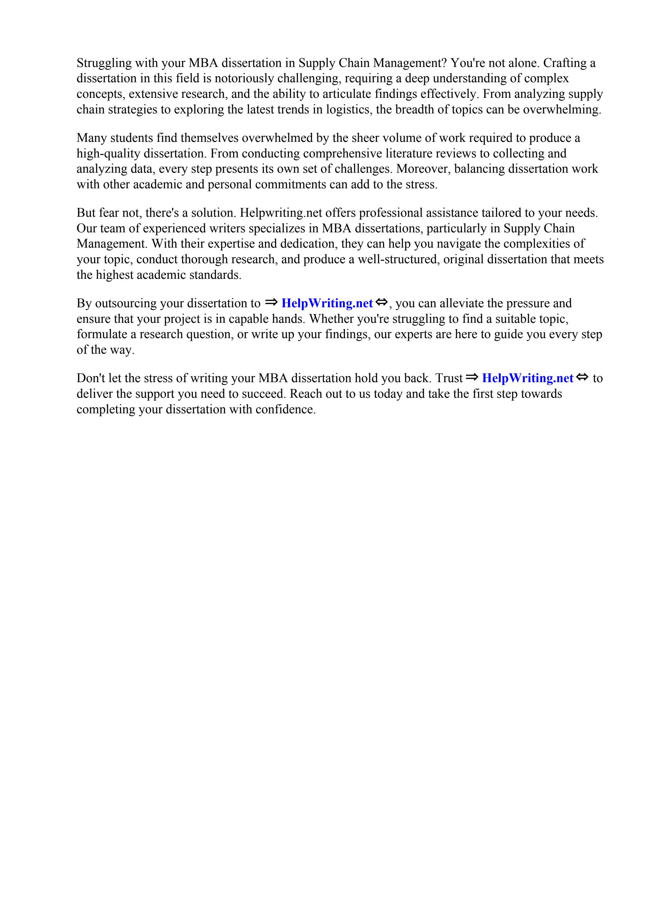 Mba Dissertation Topics In Supply Chain Management by Andrea Lewis - Issuu