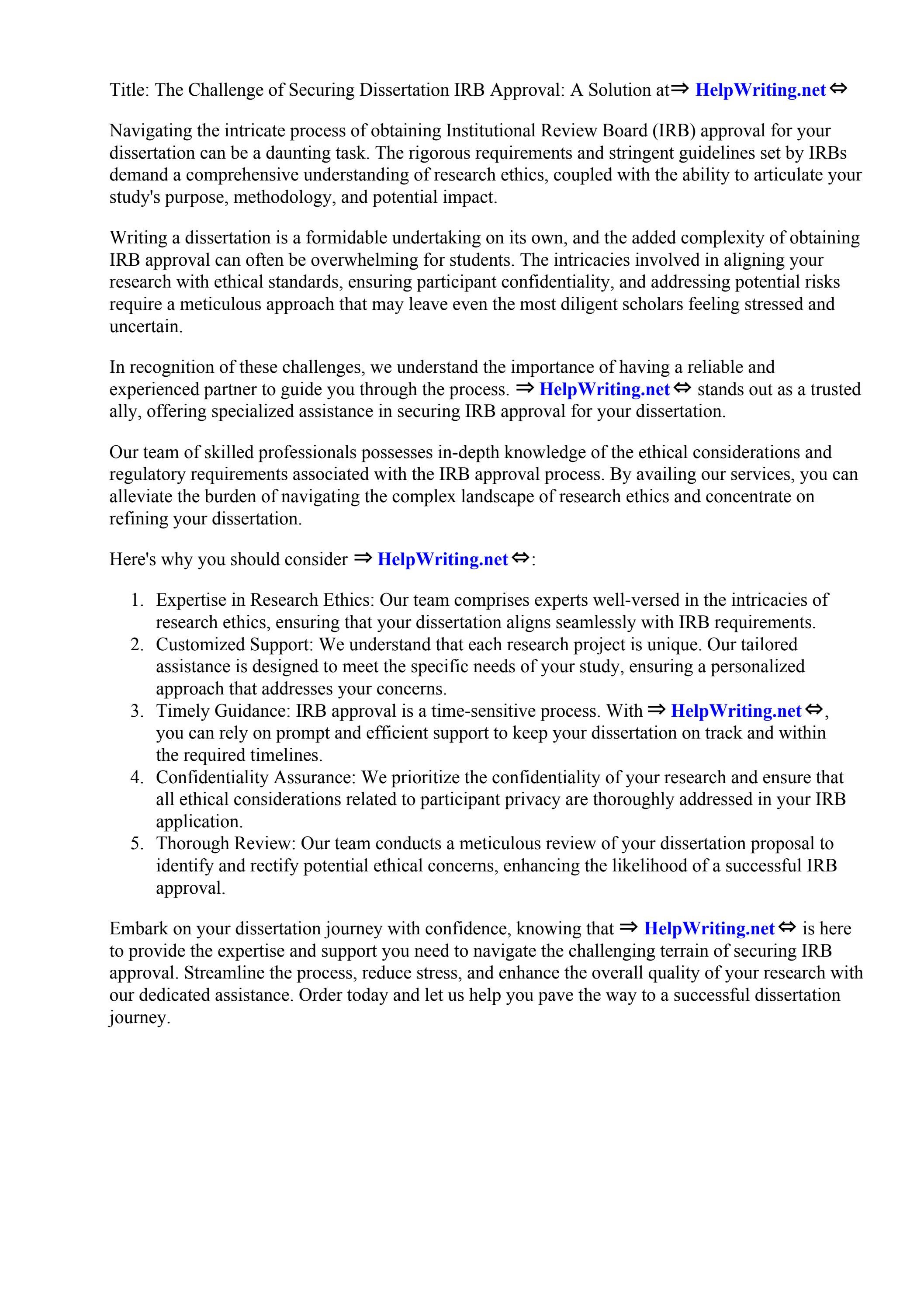 Dissertation Irb Approval by Jessica Nicholson - Issuu