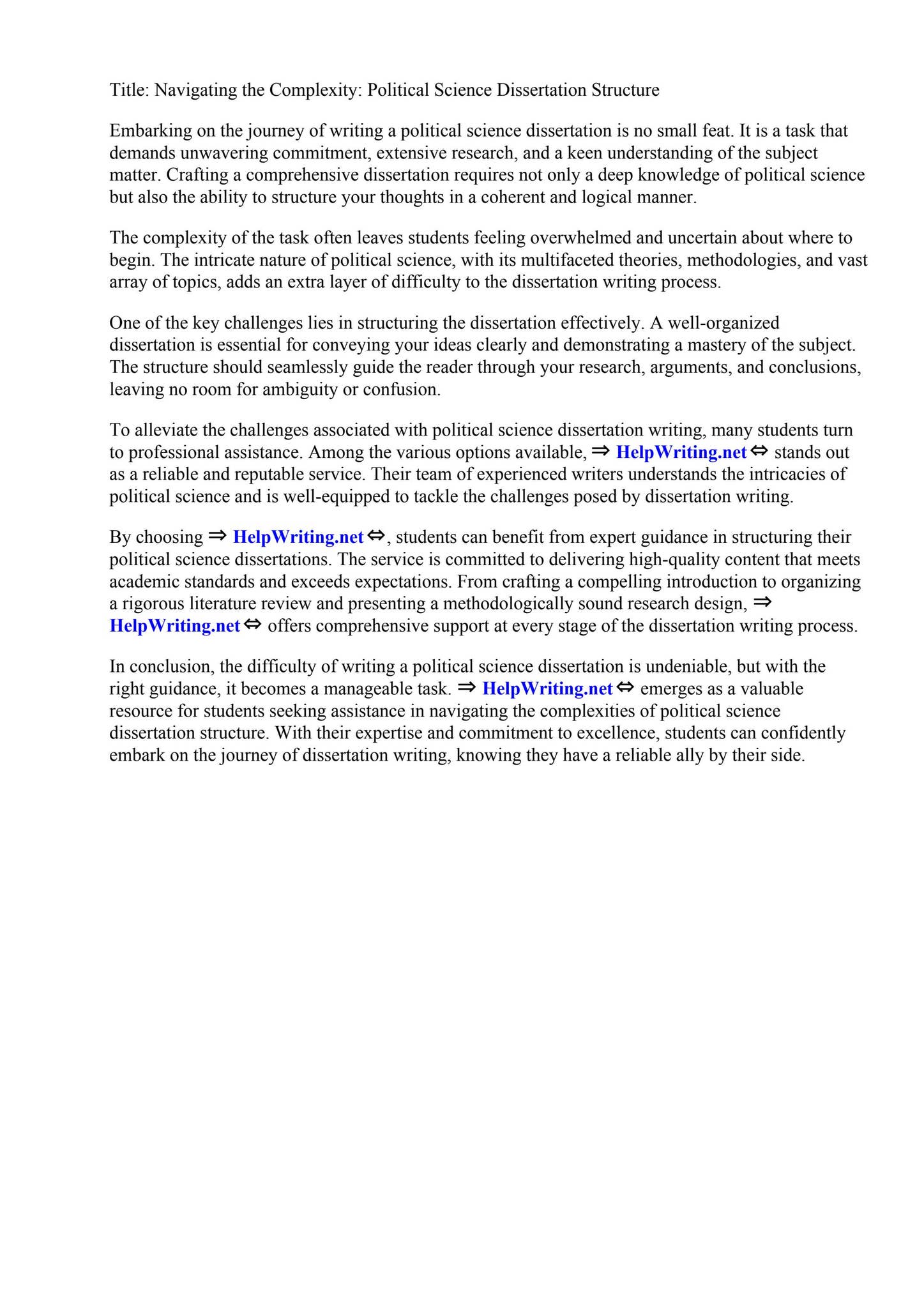 Political Science Dissertation Structure by Mary Gutierrez - Issuu