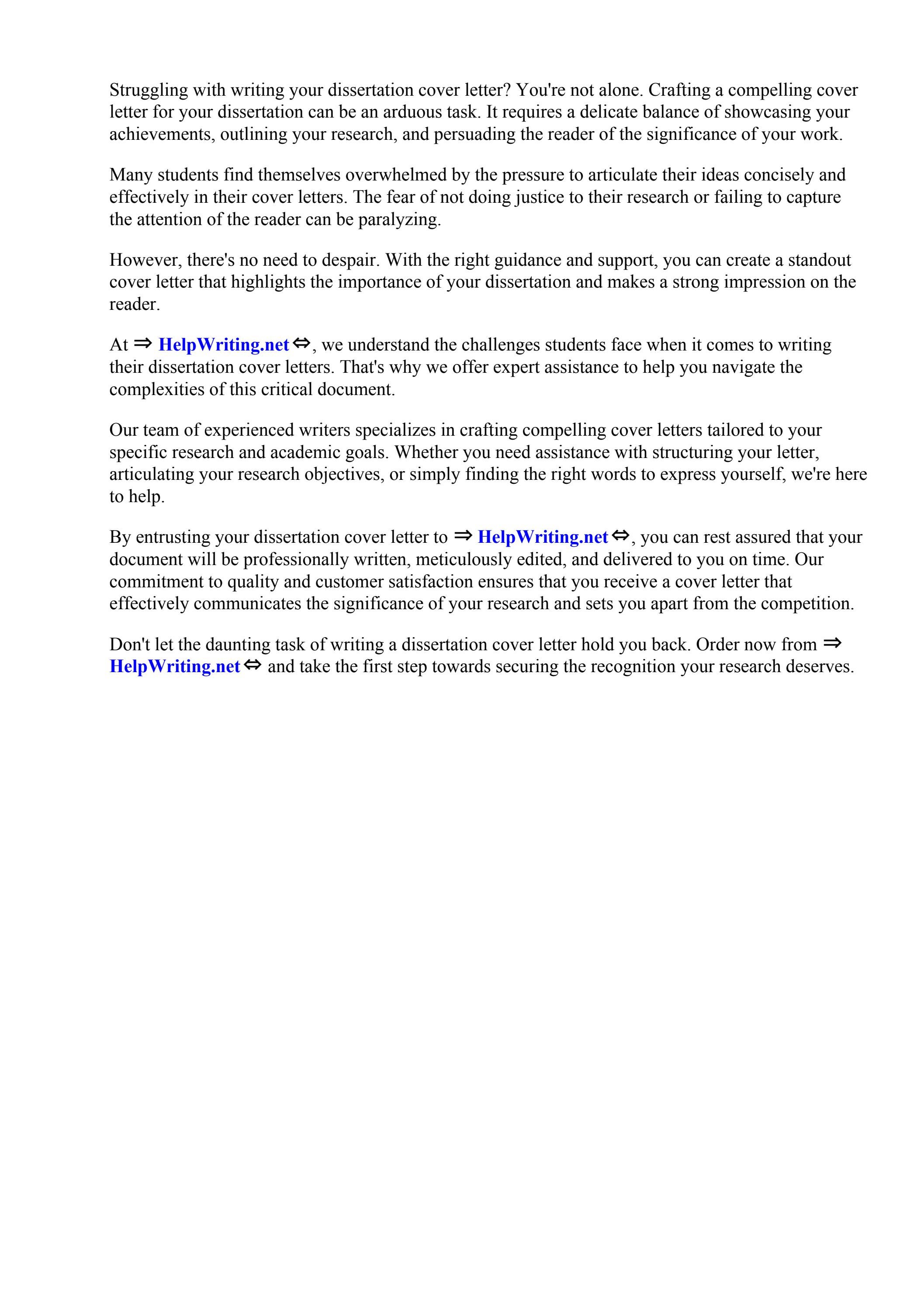 Dissertation Cover Letter Sample by Betsy Craven - Issuu