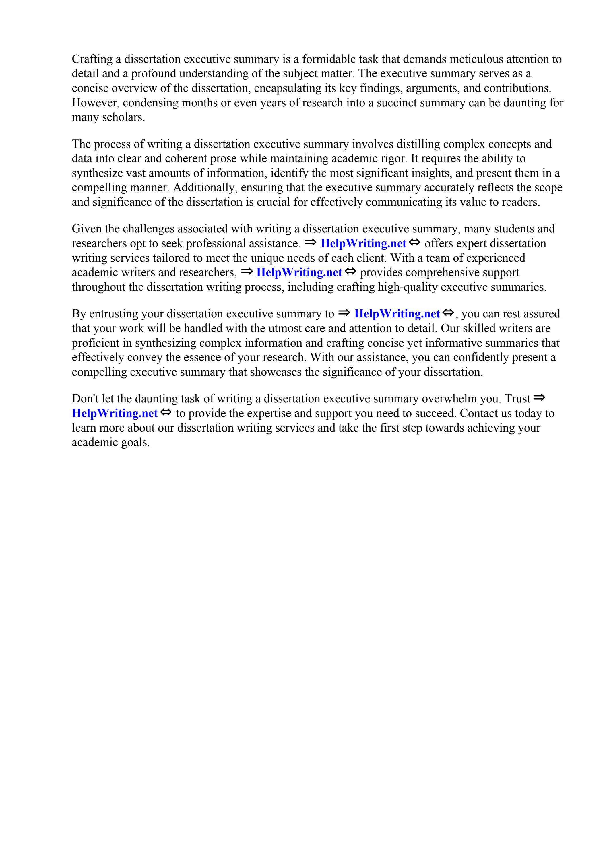 How To Write A Dissertation Executive Summary by Rebecca Lawrence - Issuu