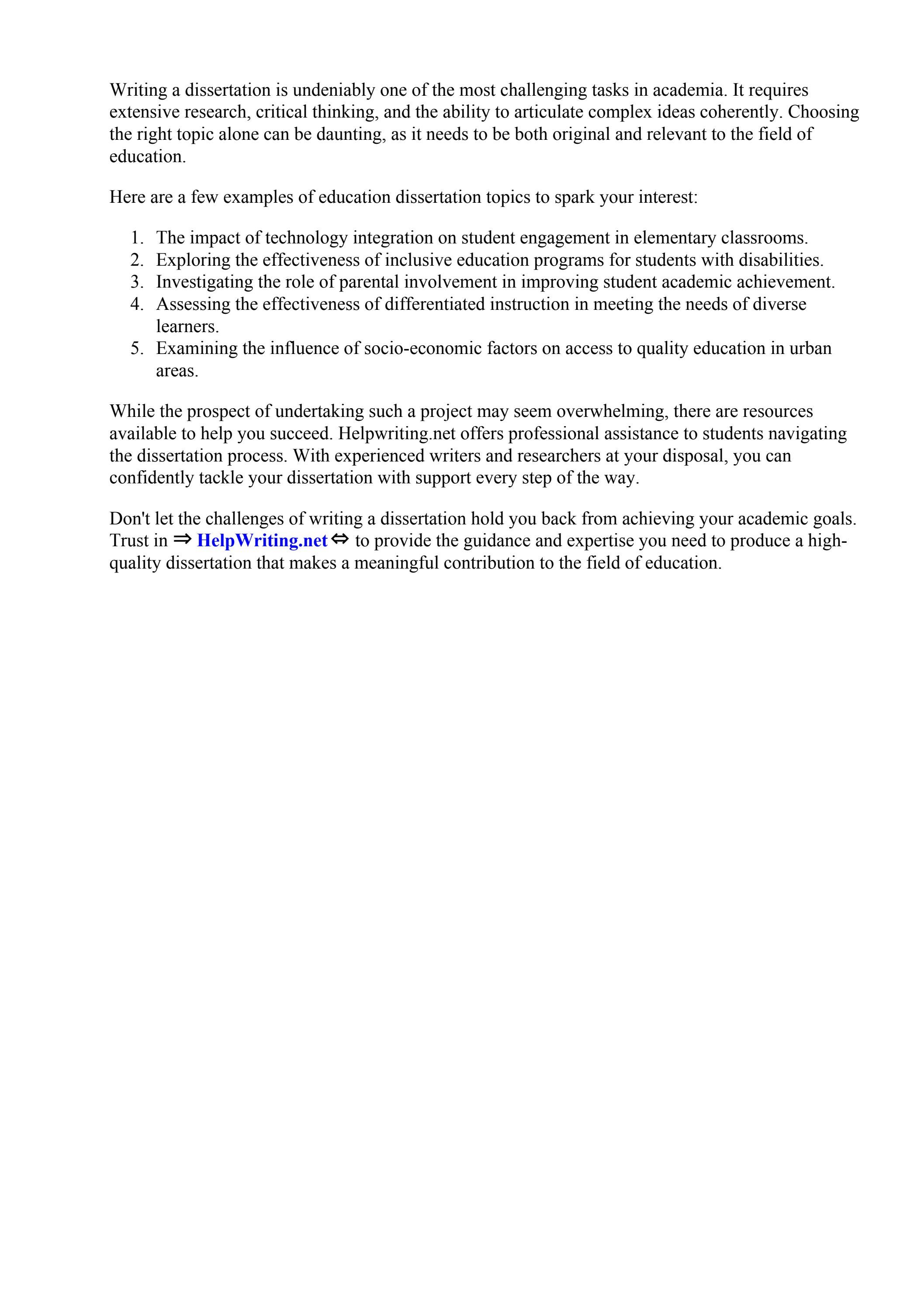 Examples Of Education Dissertation Topics by Kelly Meadows - Issuu