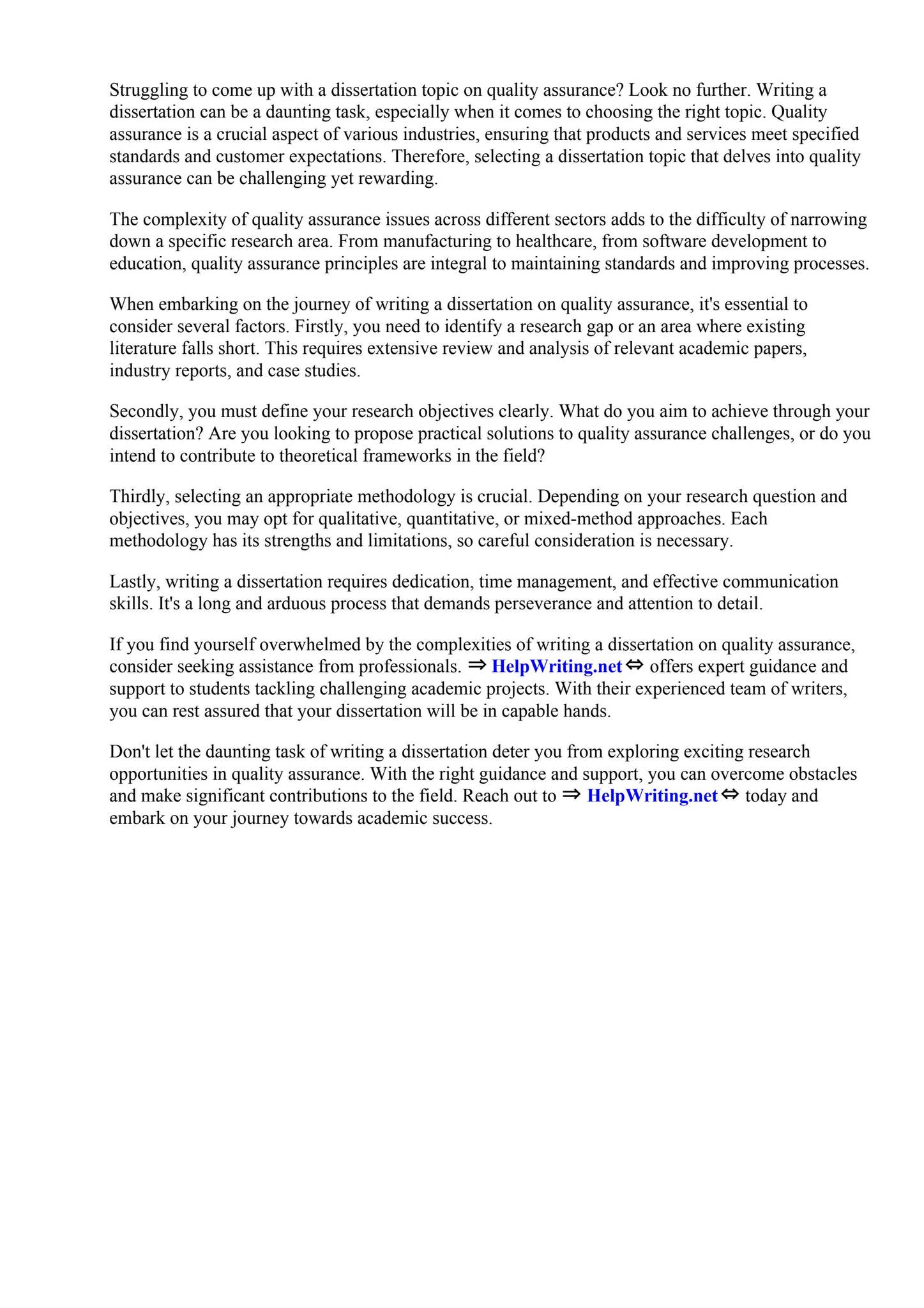 Dissertation Topics On Quality Assurance by Sarah Stokes - Issuu