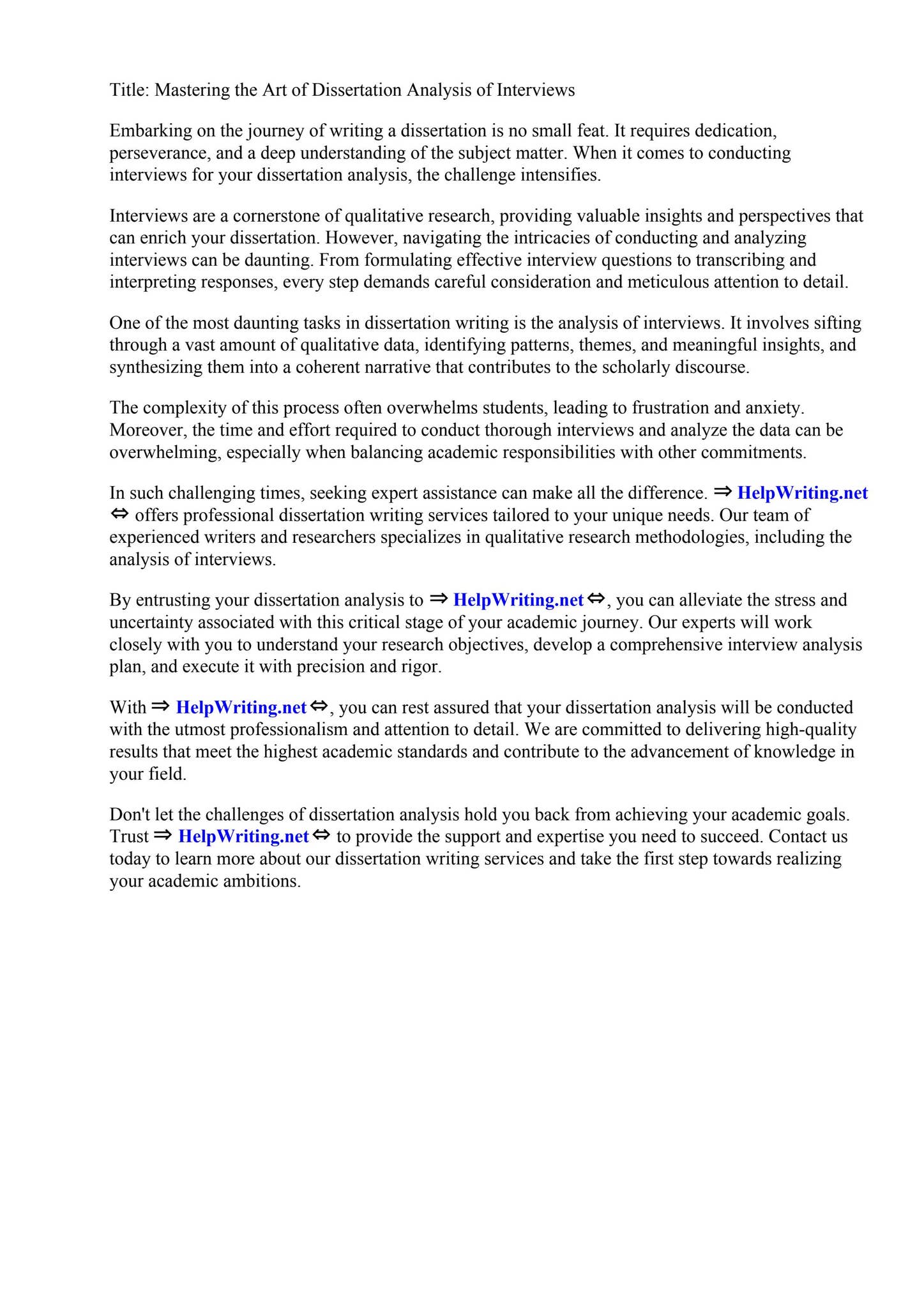 Dissertation Analysis Of Interviews by Jamie Martinez - Issuu