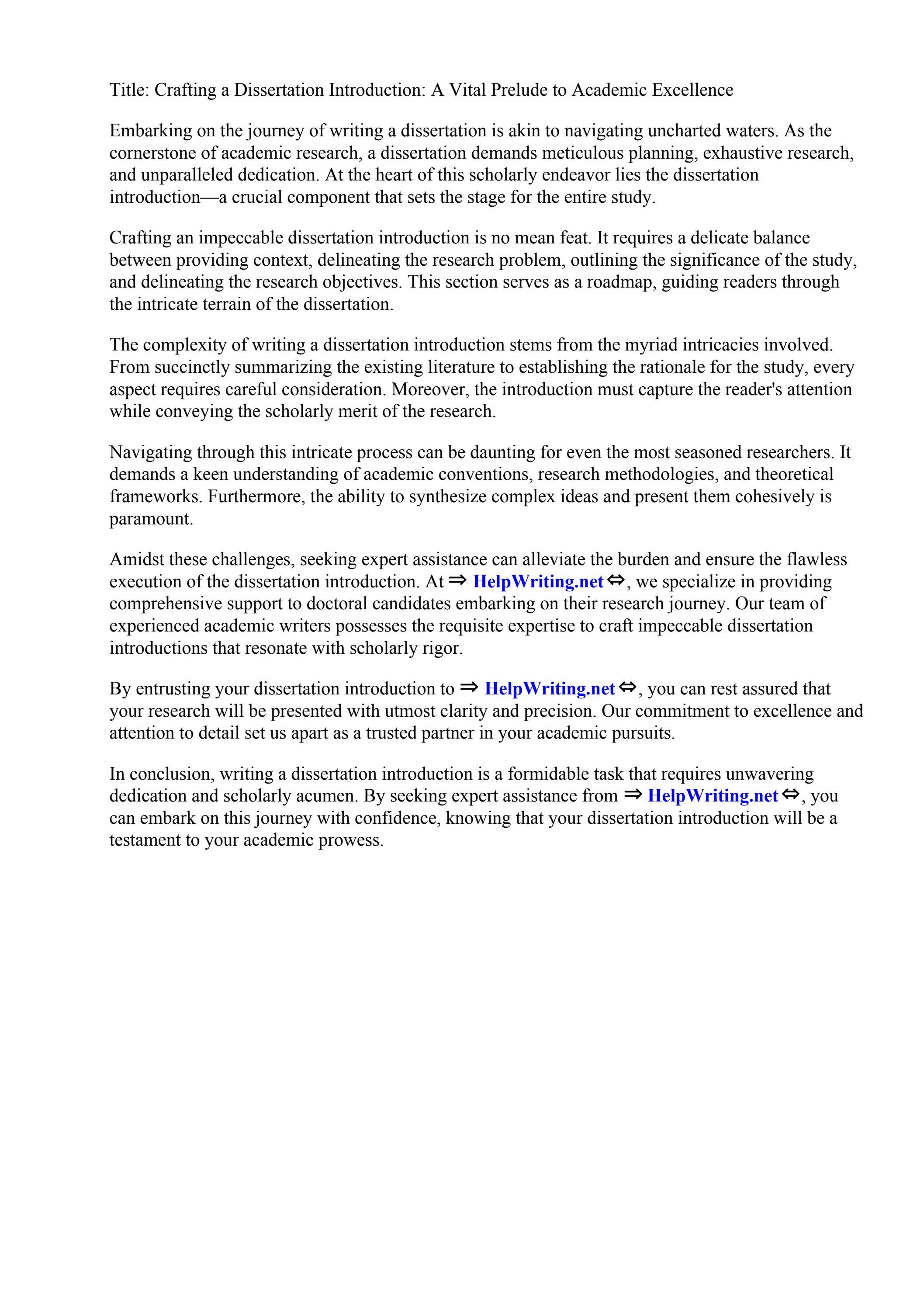 A Dissertation Introduction Sample by Karen Jackson - Issuu