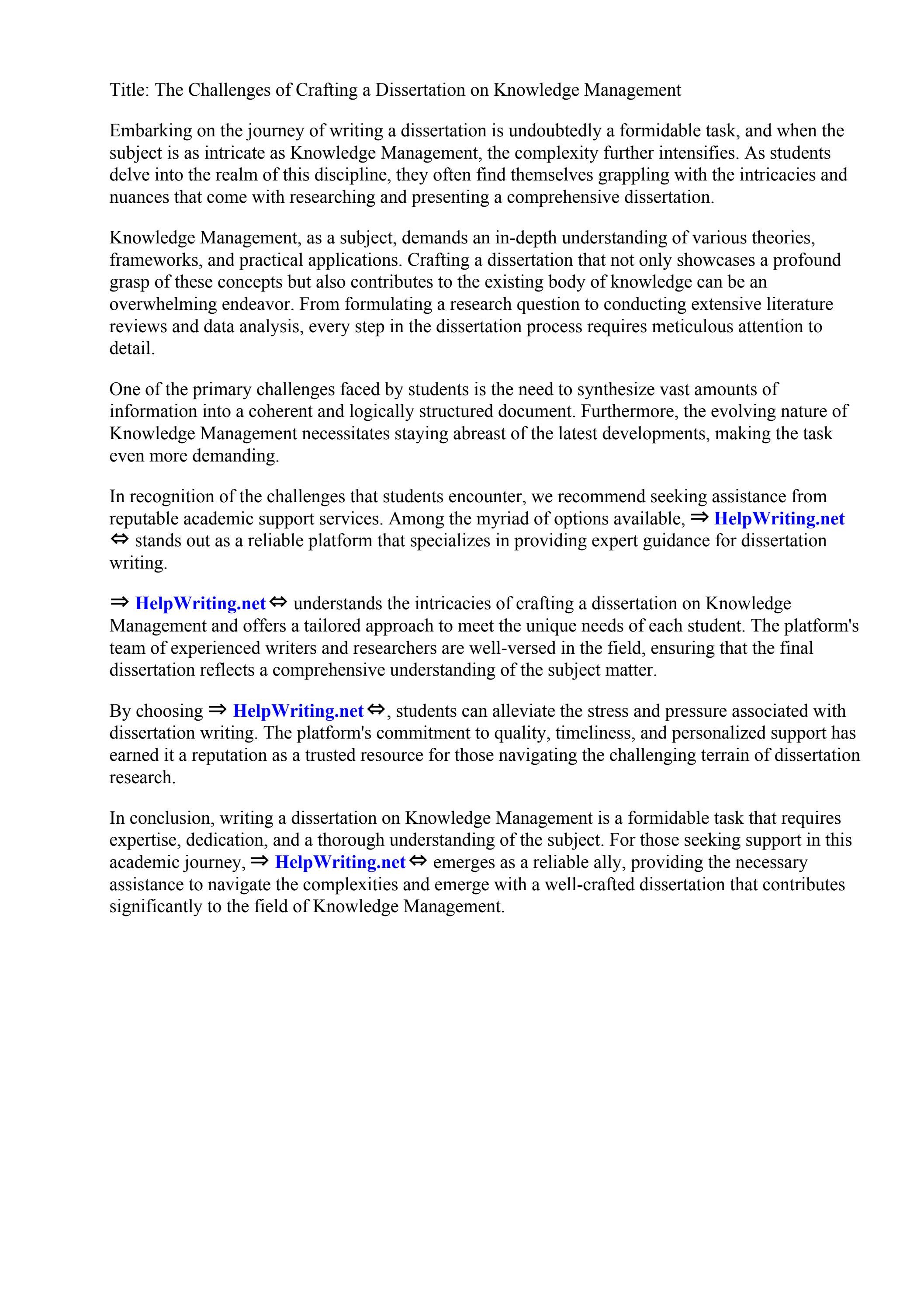 Dissertation Topics On Knowledge Management by Tracey Brown - Issuu