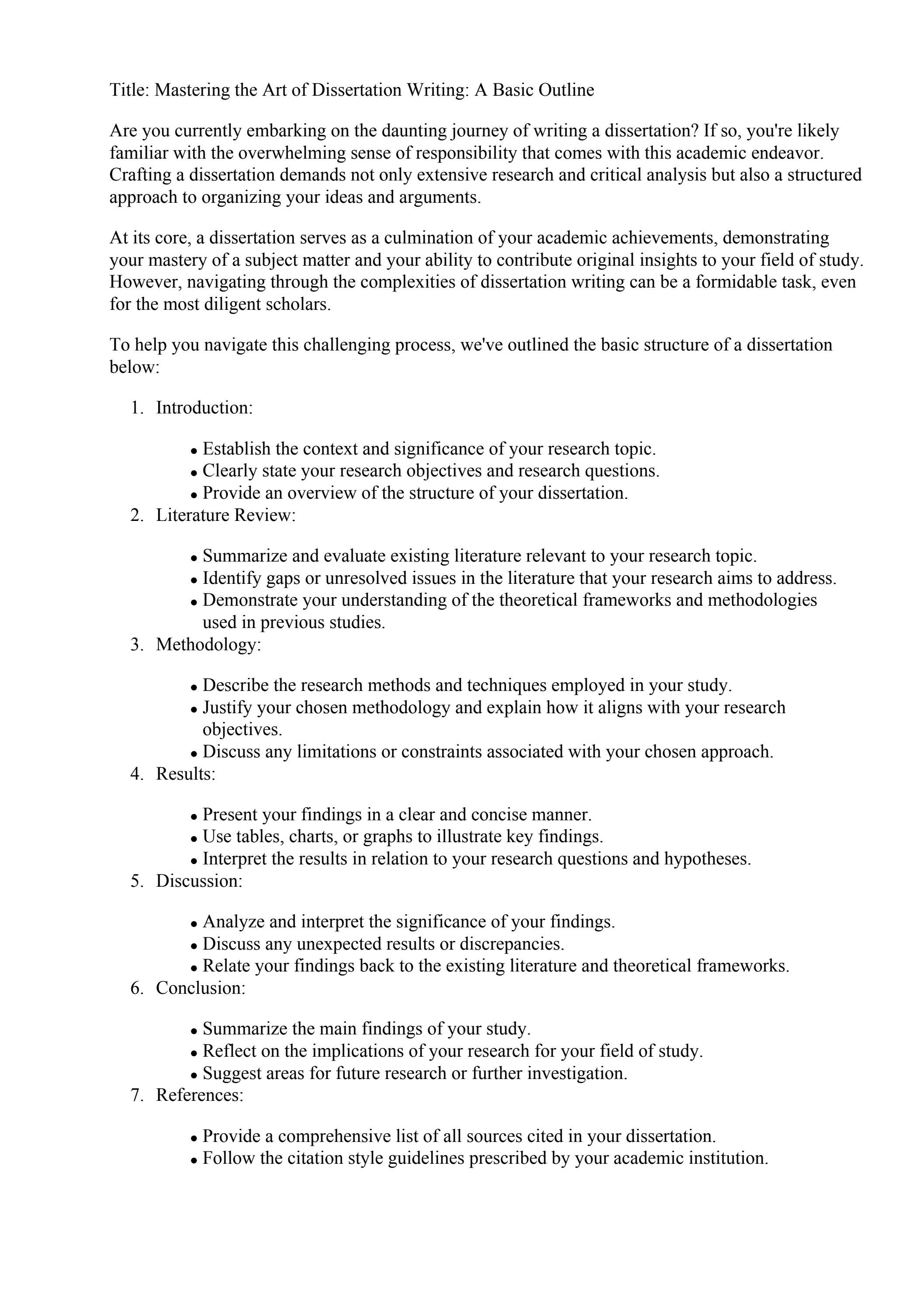 Basic Dissertation Outline by Carrie Miller - Issuu