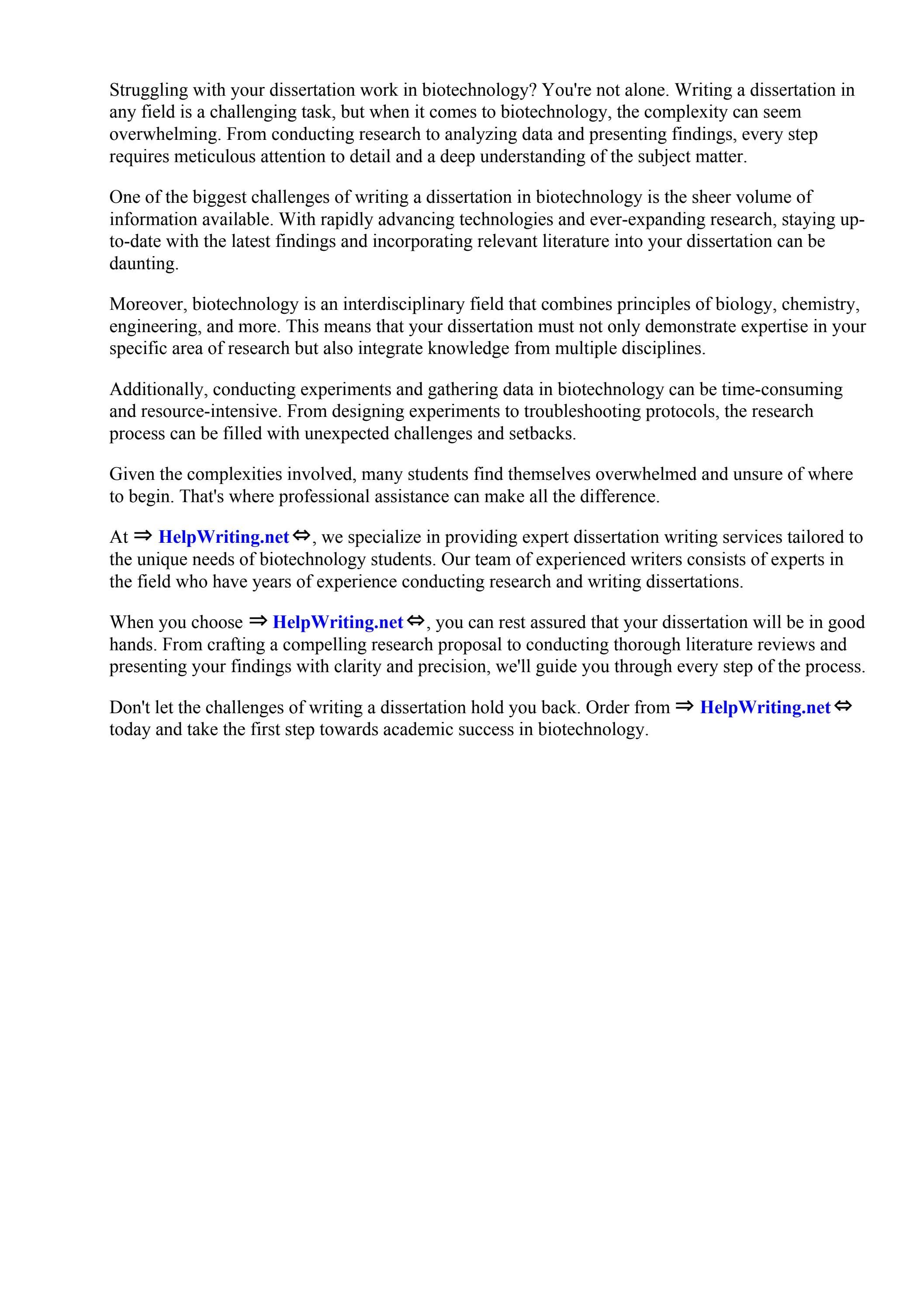 Dissertation Work In Biotechnology by Kathy Adams - Issuu