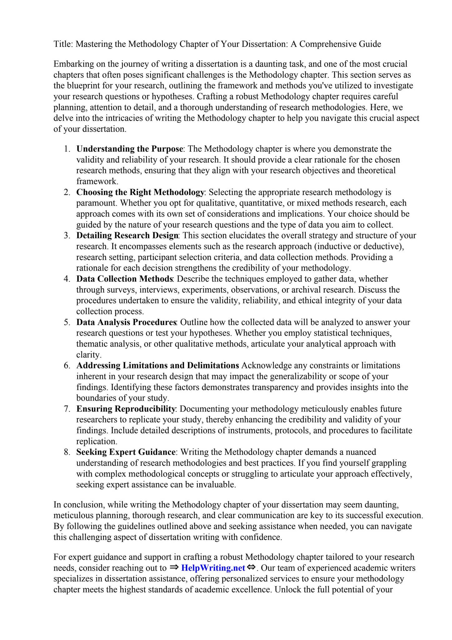 How To Write The Methodology Chapter Of A Dissertation by Susan Korpela - Issuu