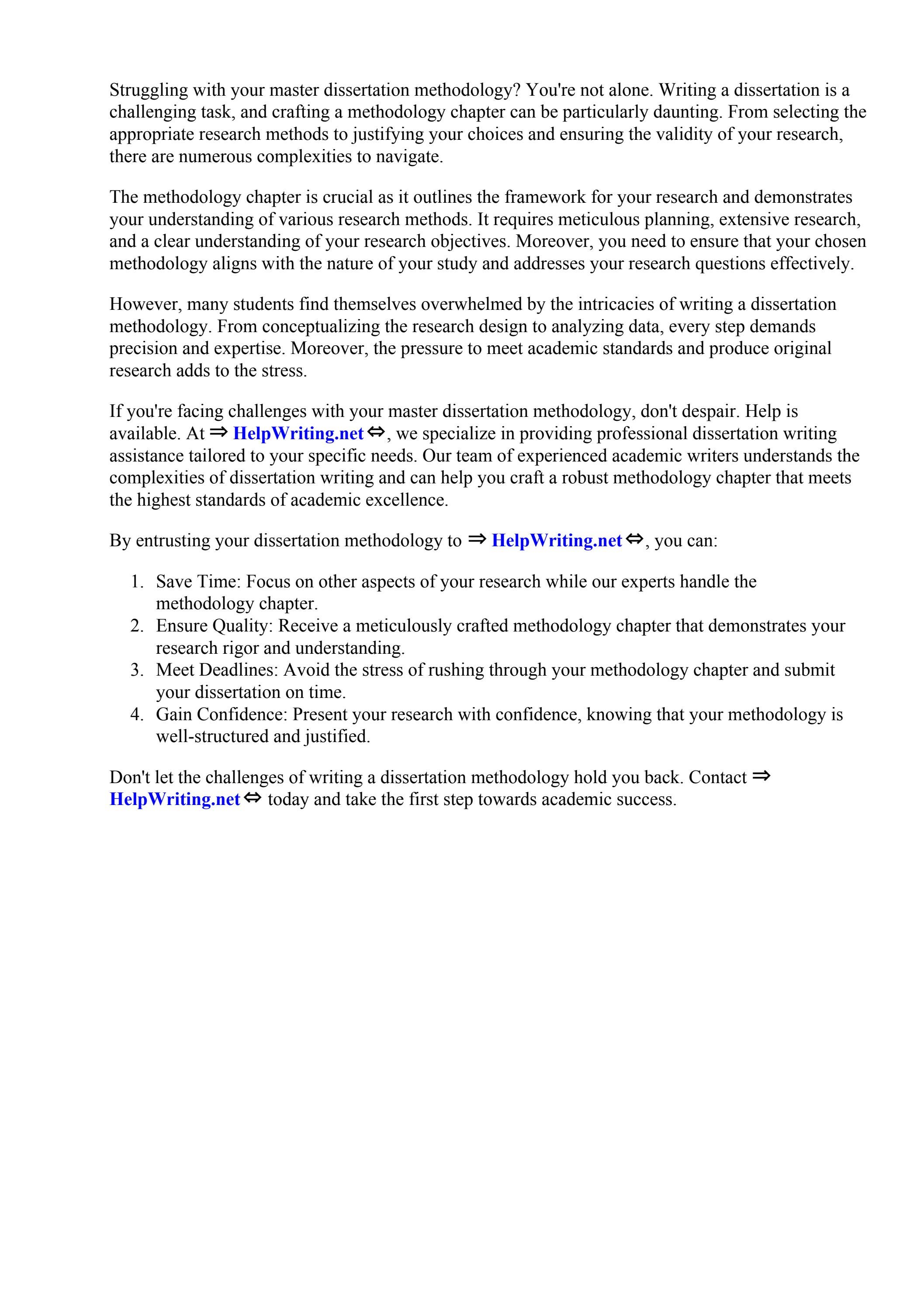 Master Dissertation Methodology by Tina Johnson - Issuu
