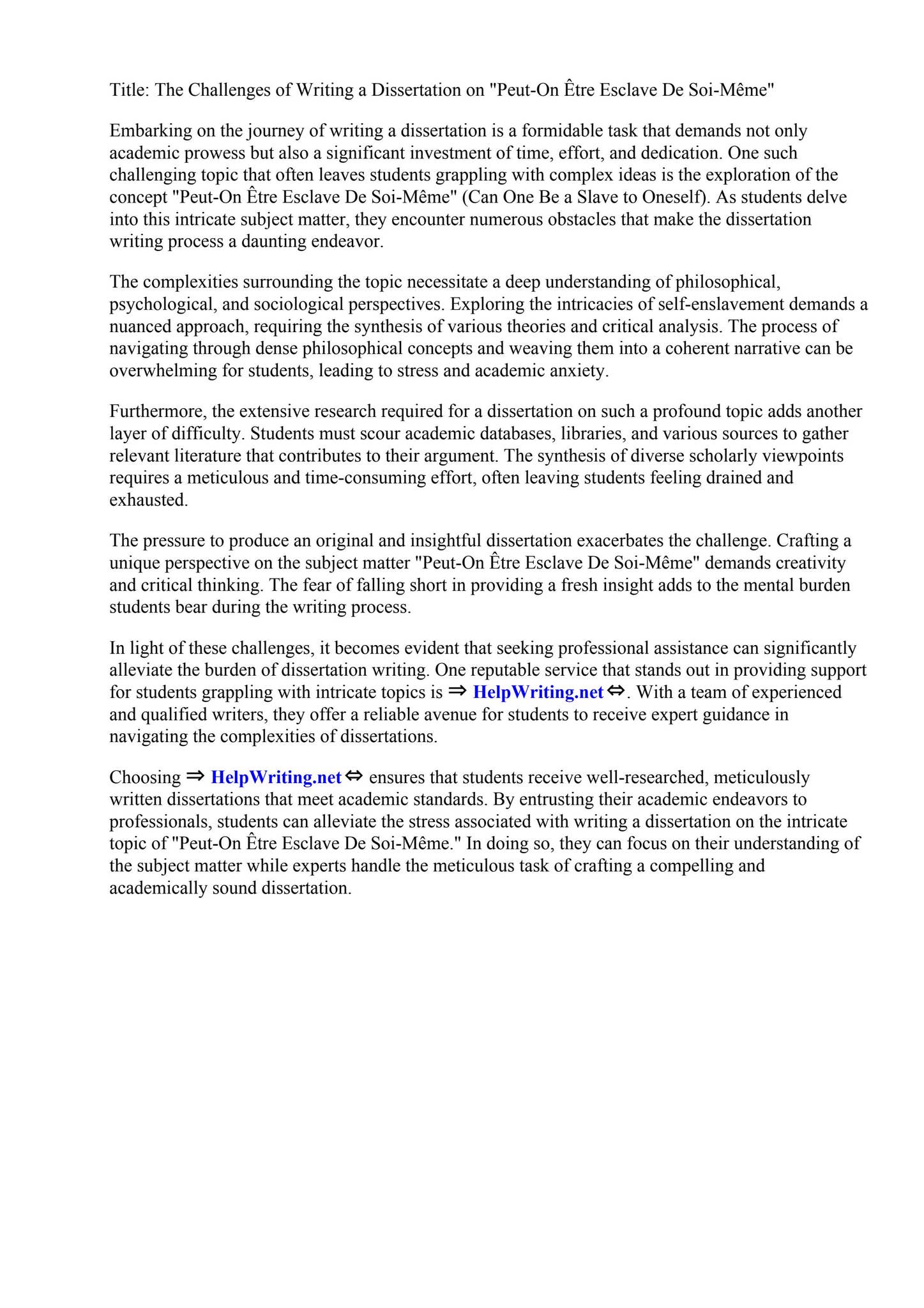 Dissertation Peut On Etre Esclave De Soi Meme by Nicole Hall - Issuu