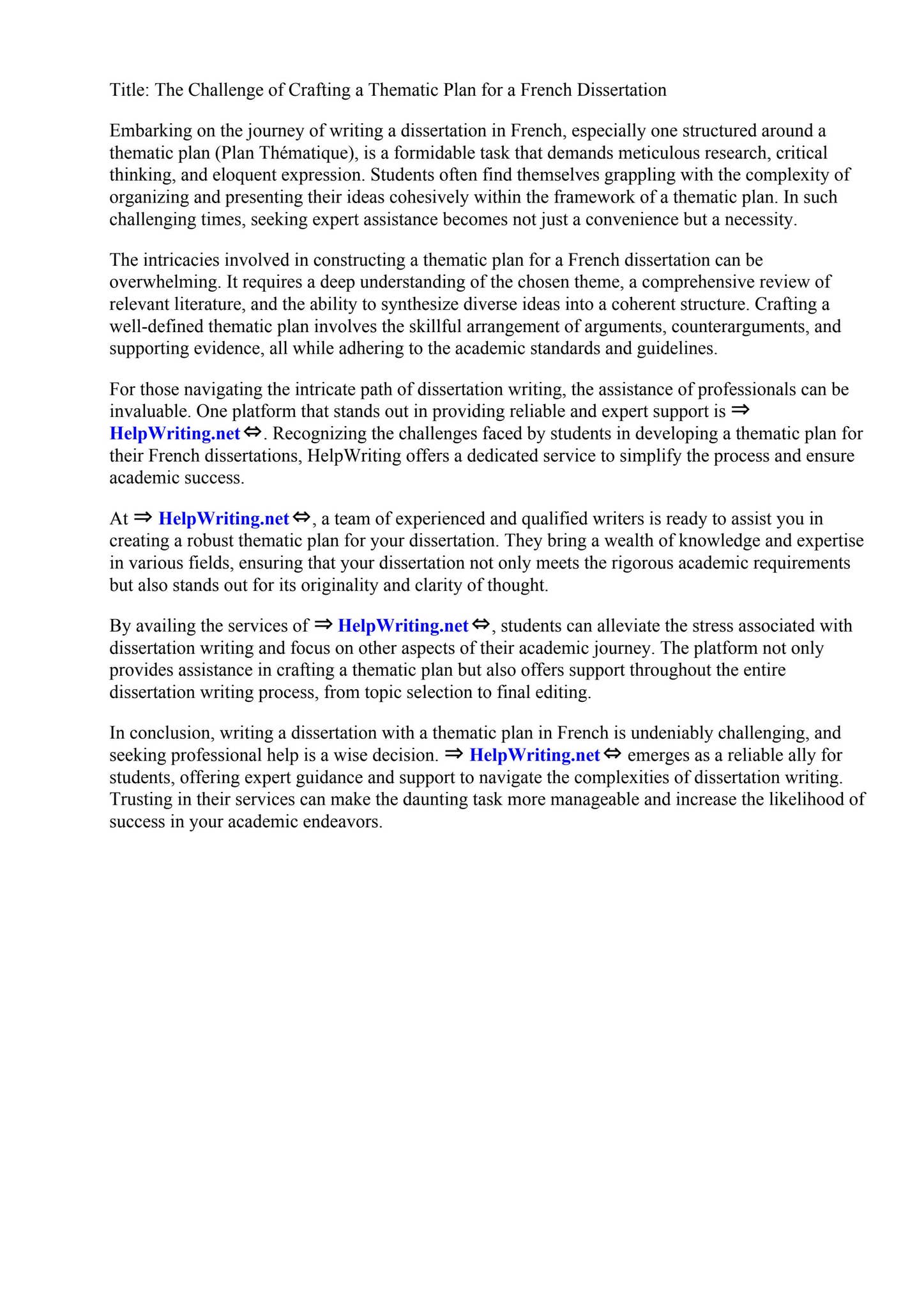 Plan Thematique Dissertation Francais by Renee Barnard - Issuu