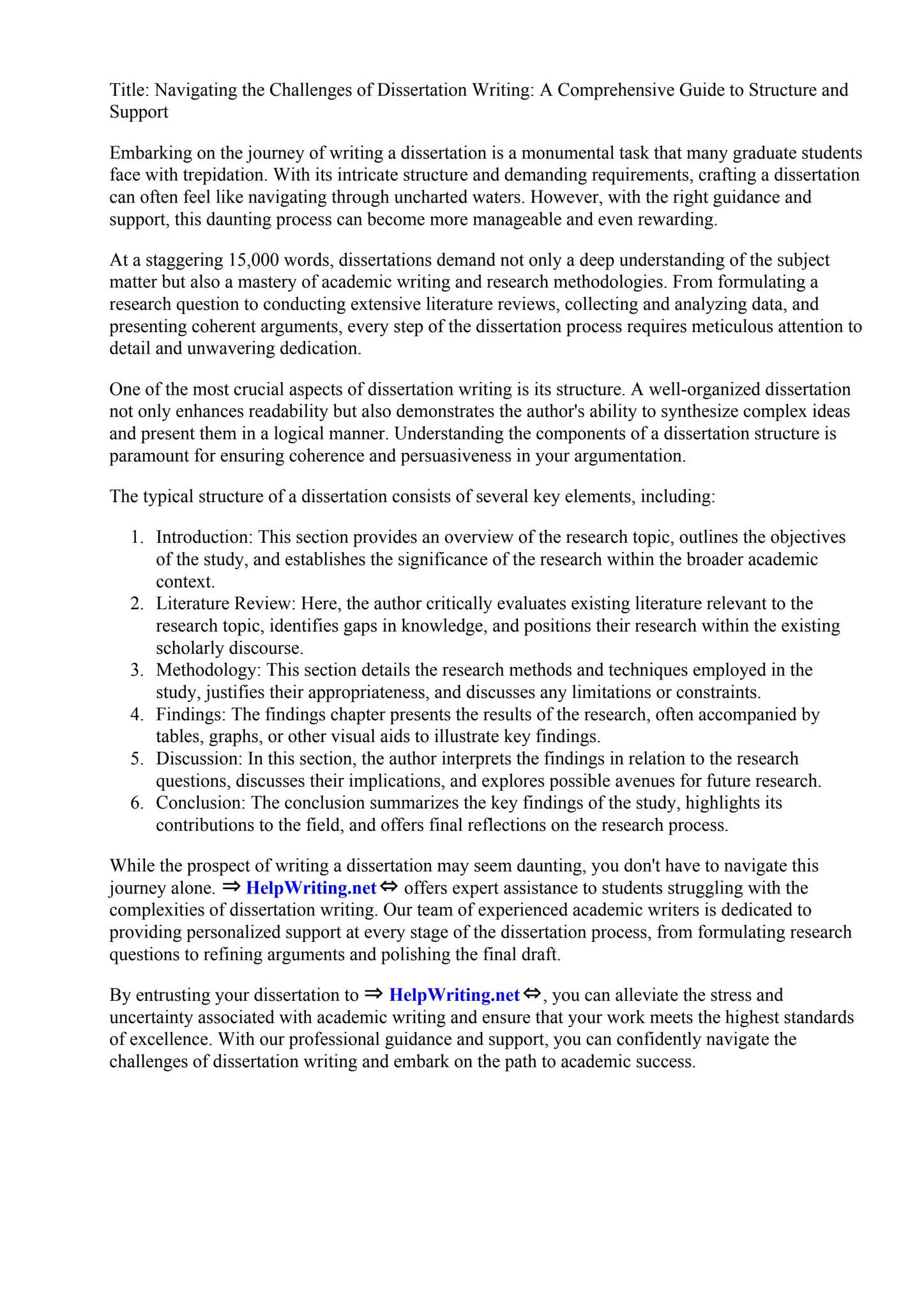 Dissertation Structure 15000 Words by Brittany Washington - Issuu