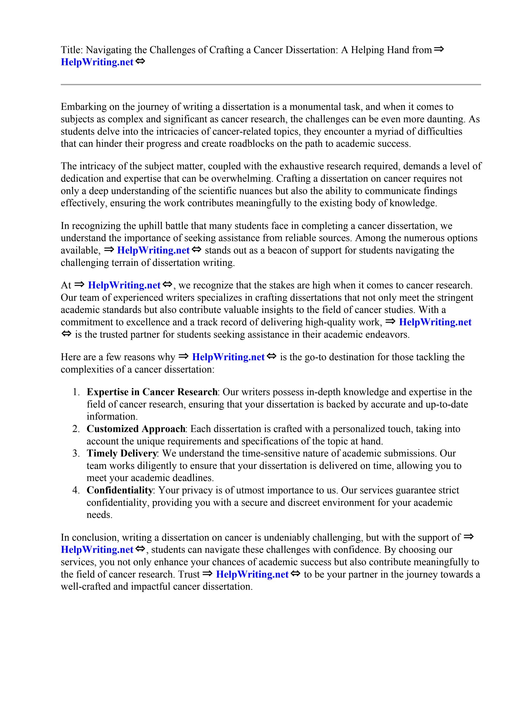 Cancer Dissertation Award by Rosie Boyles - Issuu