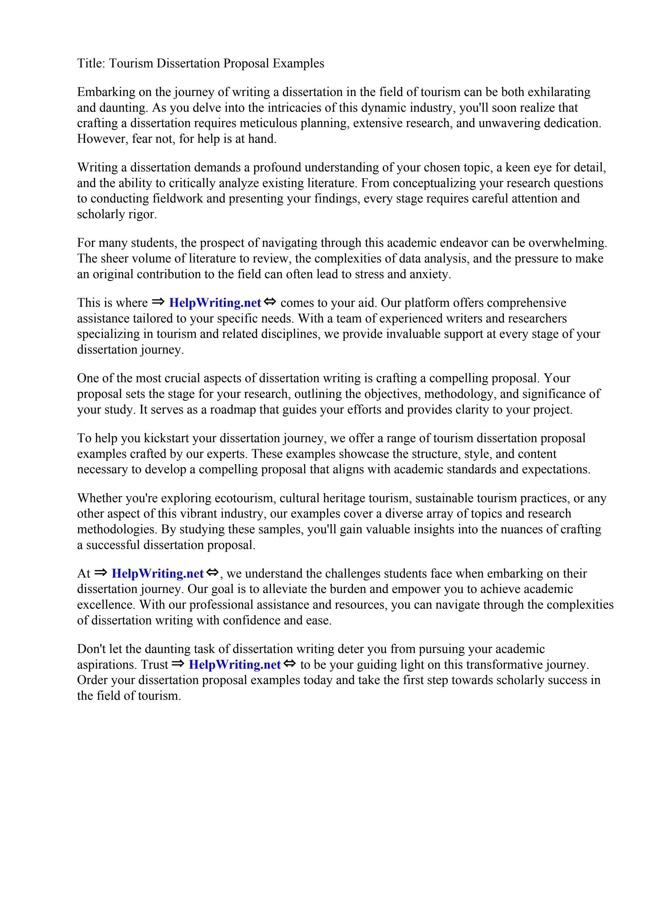Tourism Dissertation Proposal Examples by Leah Garcia - Issuu