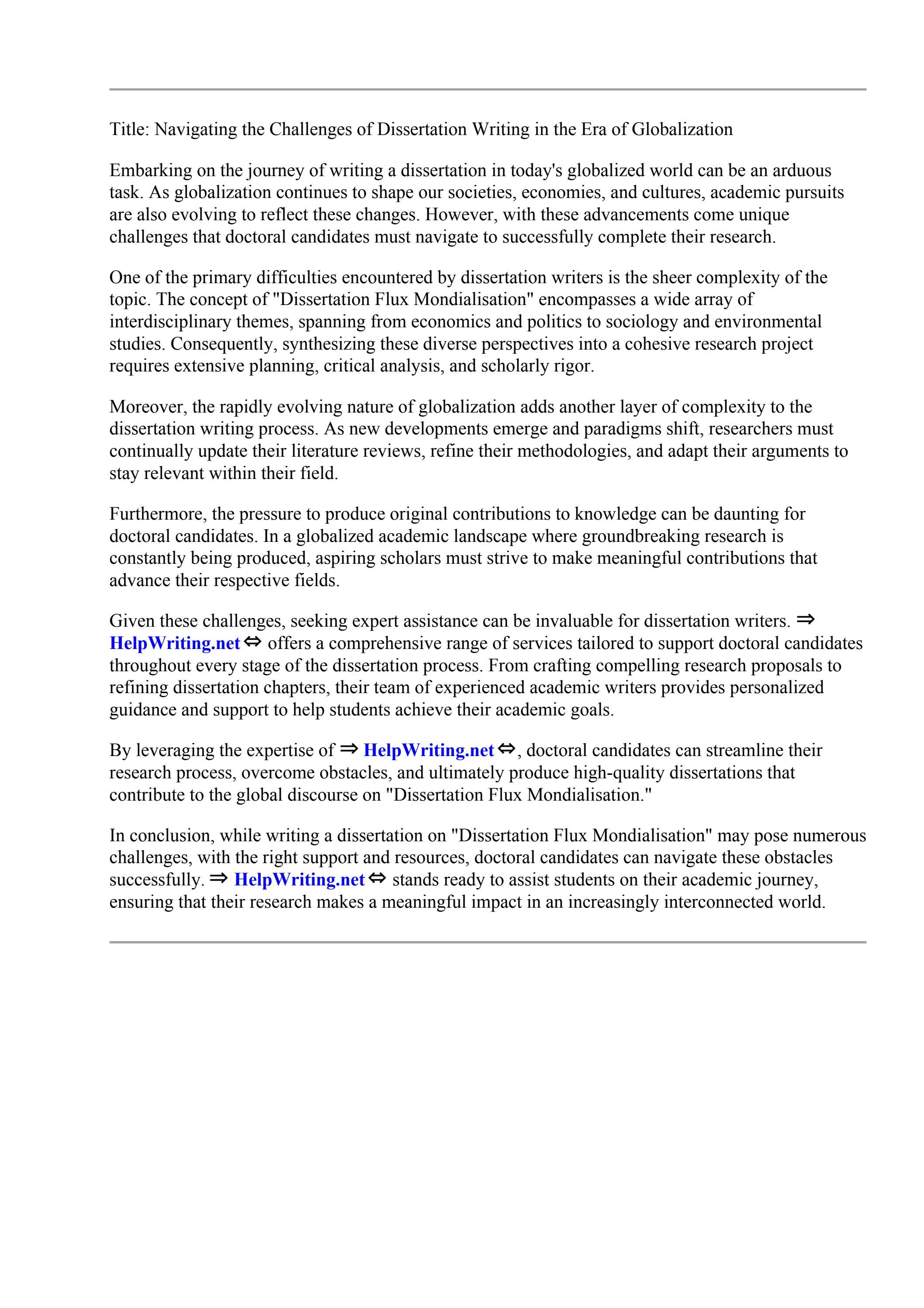 Dissertation Flux Mondialisation by Jamie Bush - Issuu