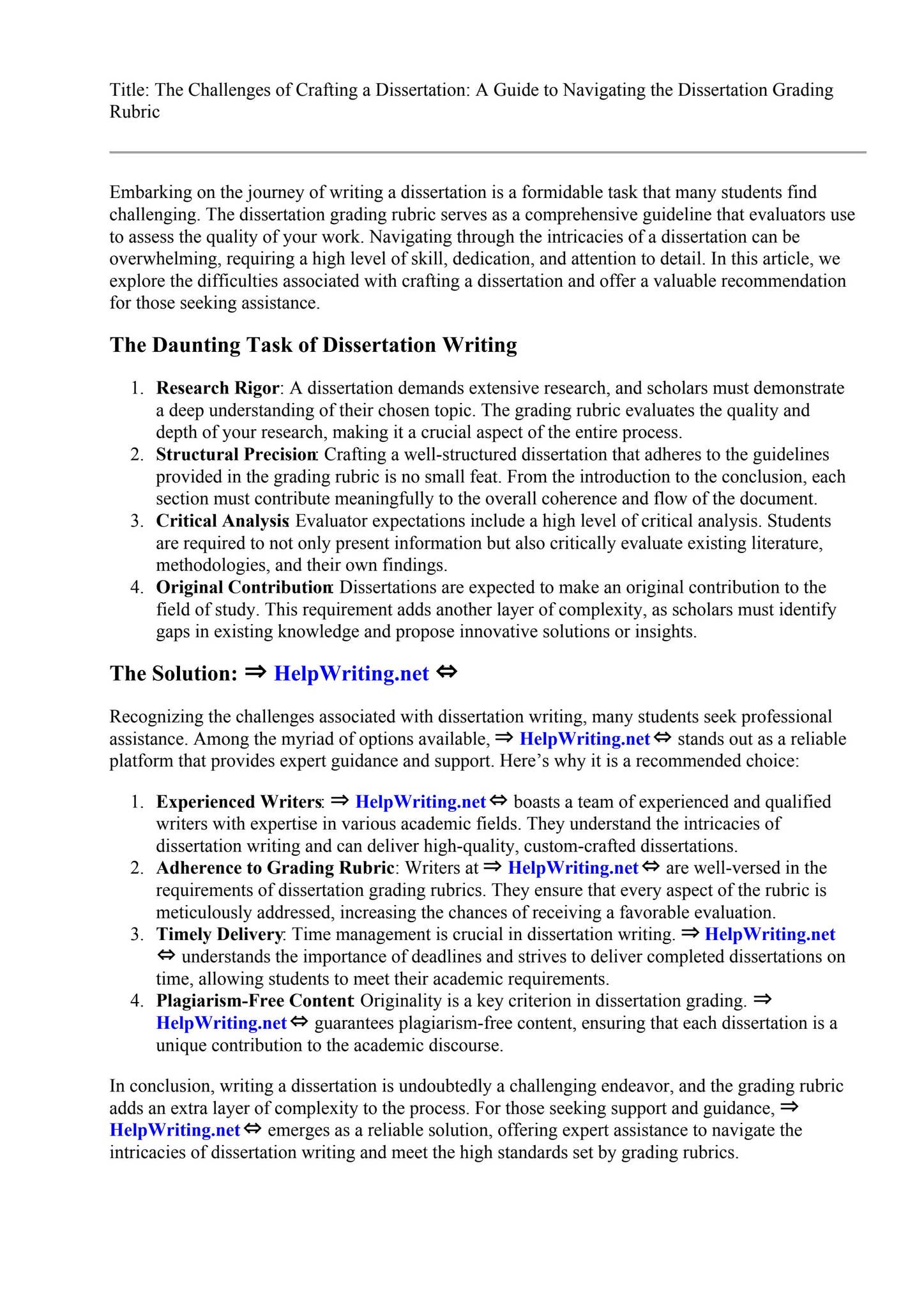 Dissertation Grading Rubric by Amy Henson - Issuu