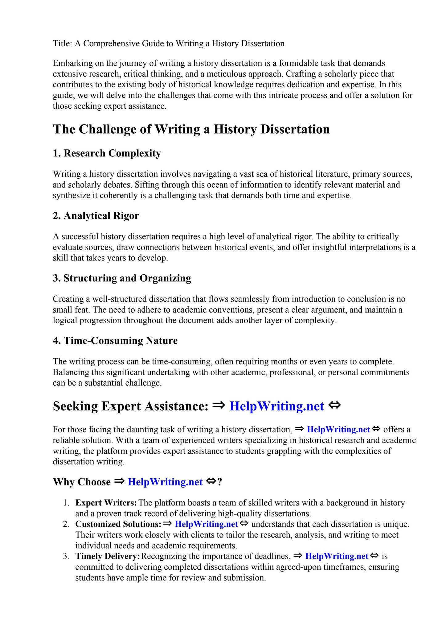 Guide To Writing A History Dissertation by Emily Allen - Issuu
