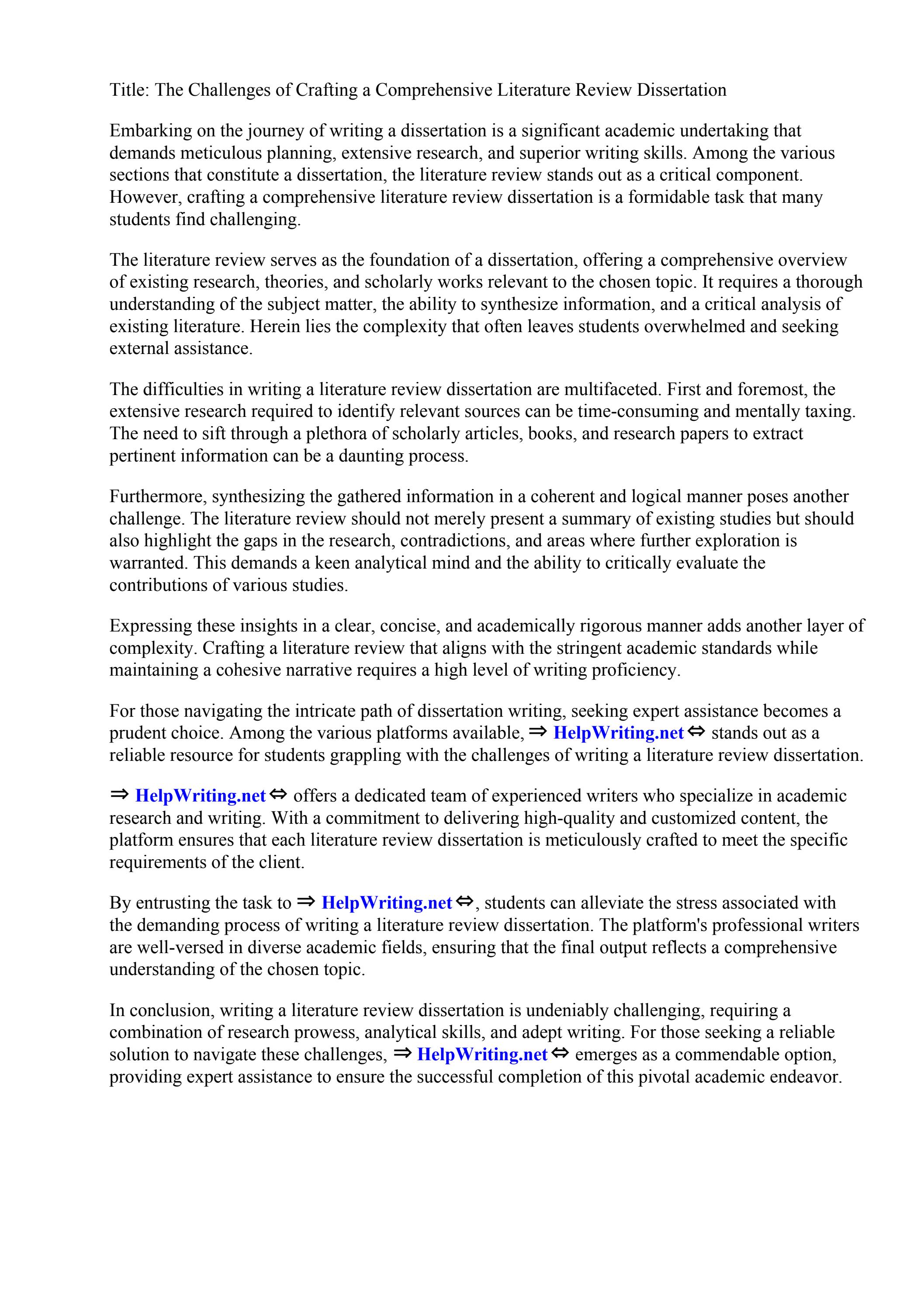 Example Literature Review Dissertation by Angela Jones - Issuu