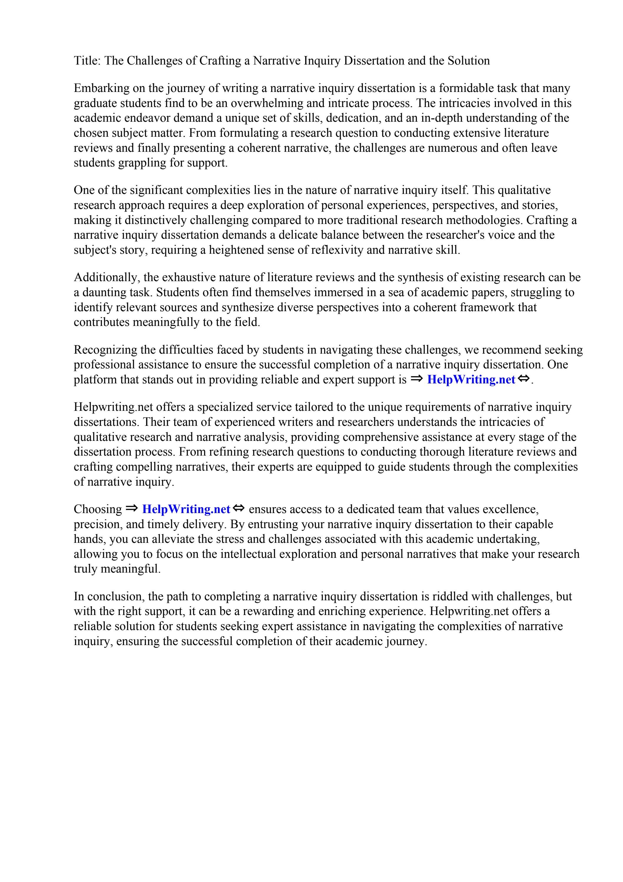 Narrative Inquiry Dissertation Examples by Holly Garcia - Issuu