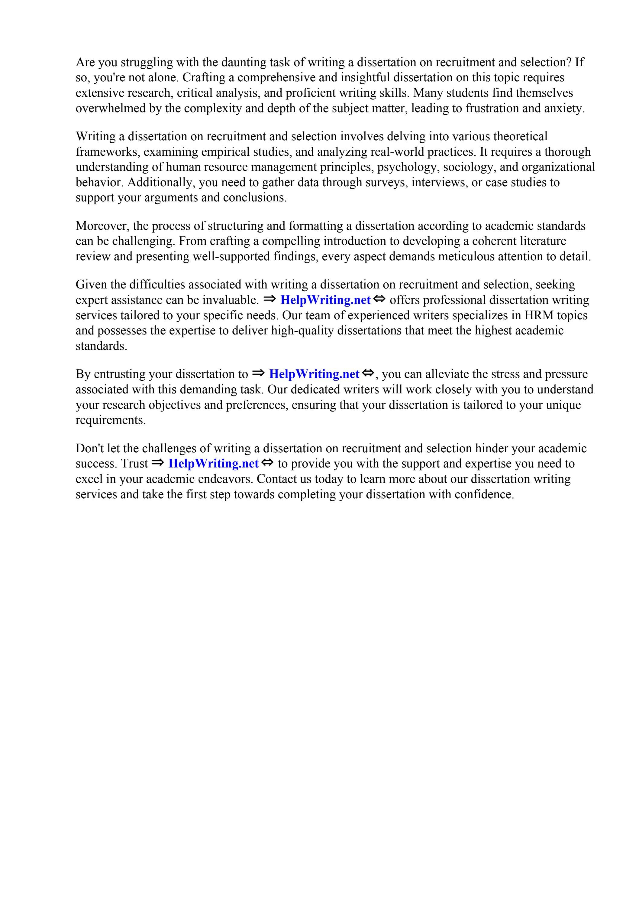 Dissertation Report On Recruitment And Selection by Maria Beaulieu - Issuu