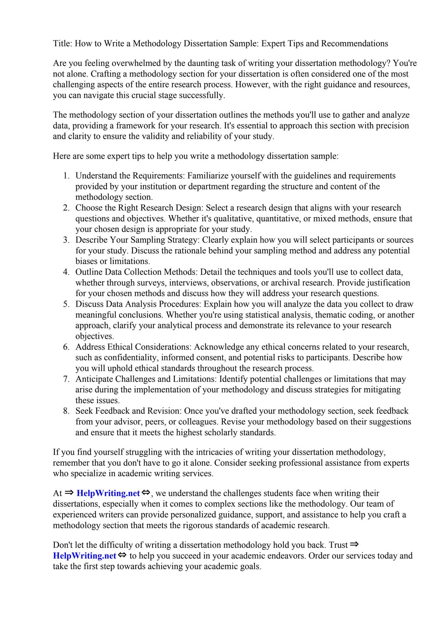 How To Write Methodology Dissertation Sample by Kim Jaimes - Issuu