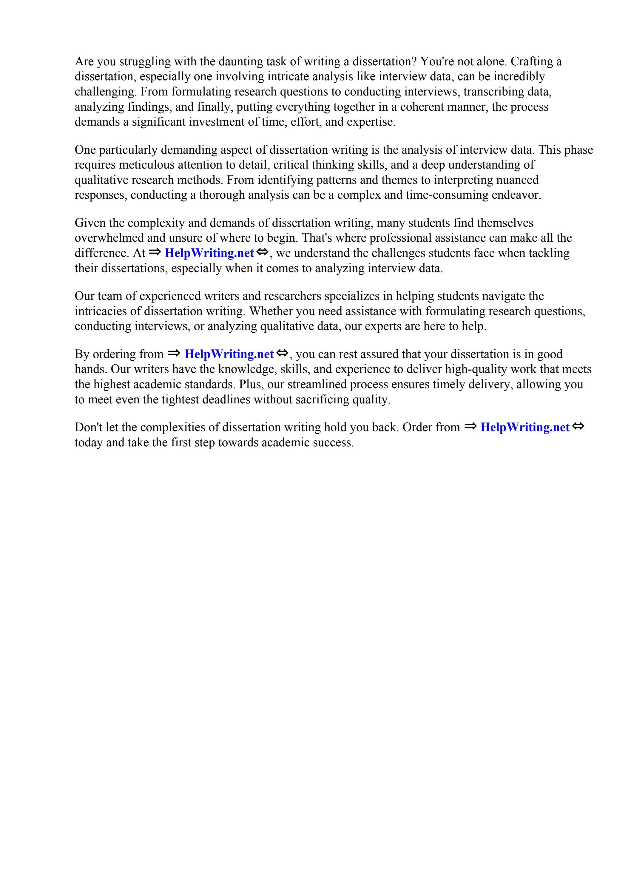 Dissertation Interview Analysis by Sara Jarnagin - Issuu