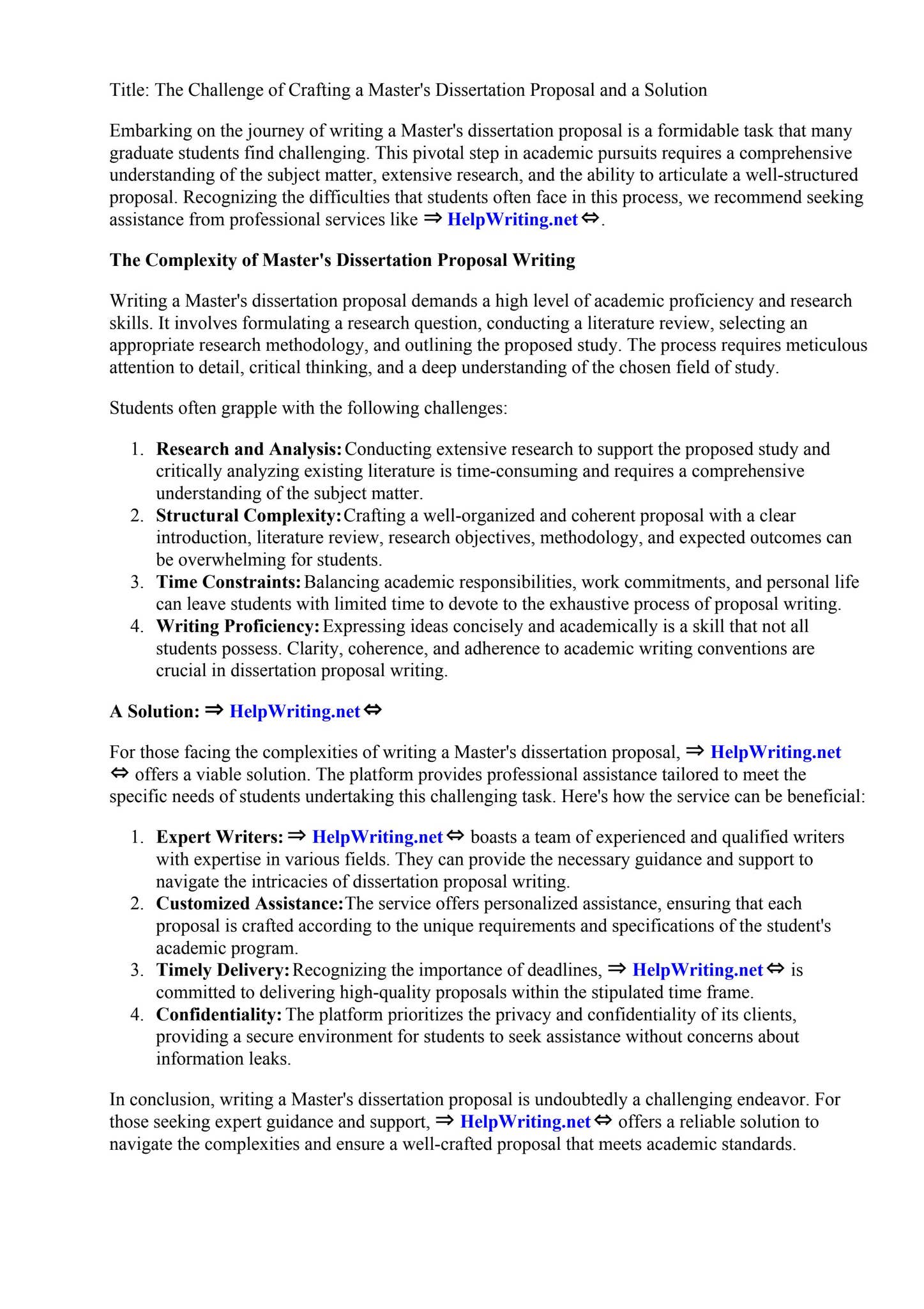 How To Write A Masters Dissertation Proposal by Alexandra Jones - Issuu