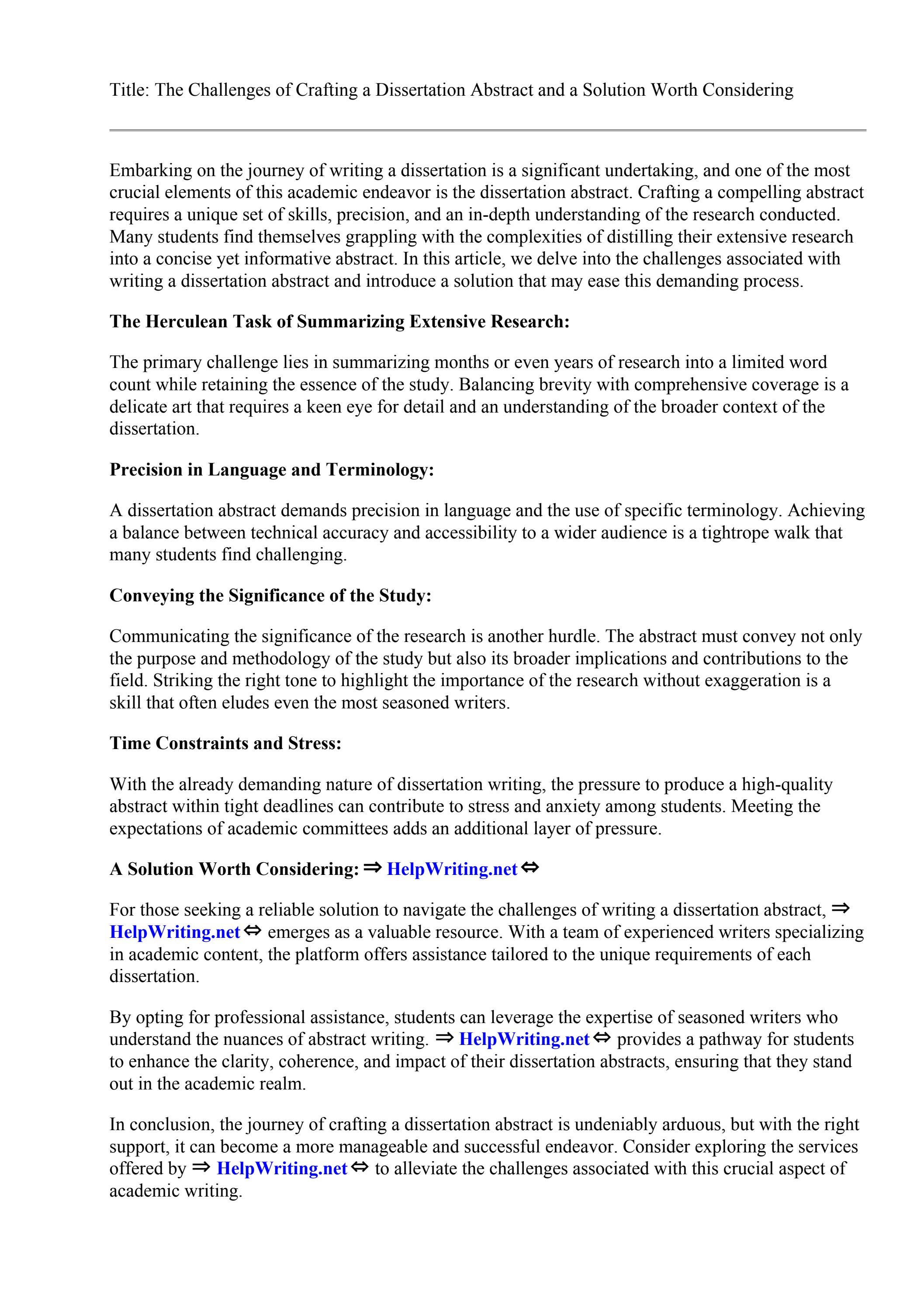 How To Write A Dissertation Abstract Example by Marci Baldwin - Issuu