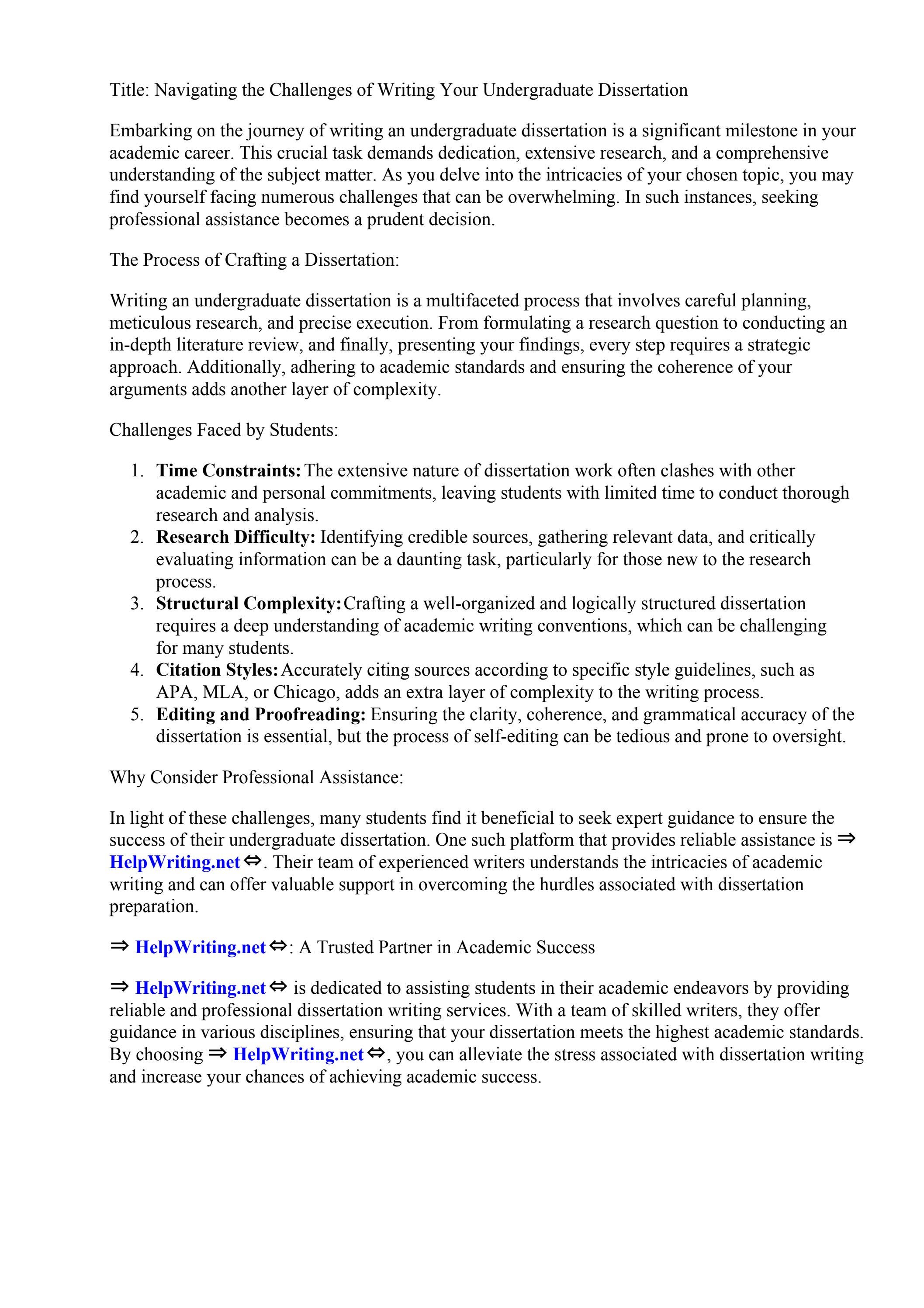 Undergraduate Dissertation Guidance by Connie Ruiz - Issuu