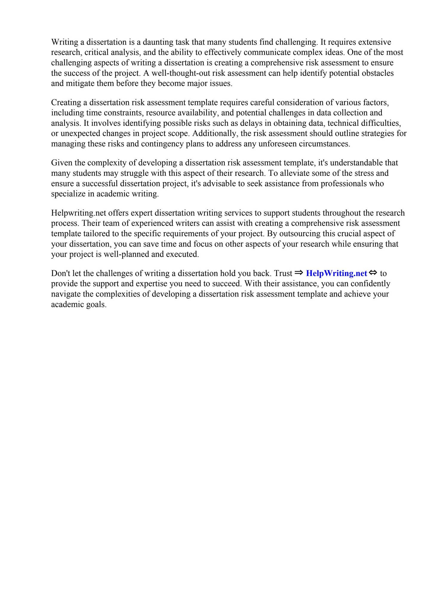 Dissertation Risk Assessment Template by Michelle Rivera - Issuu