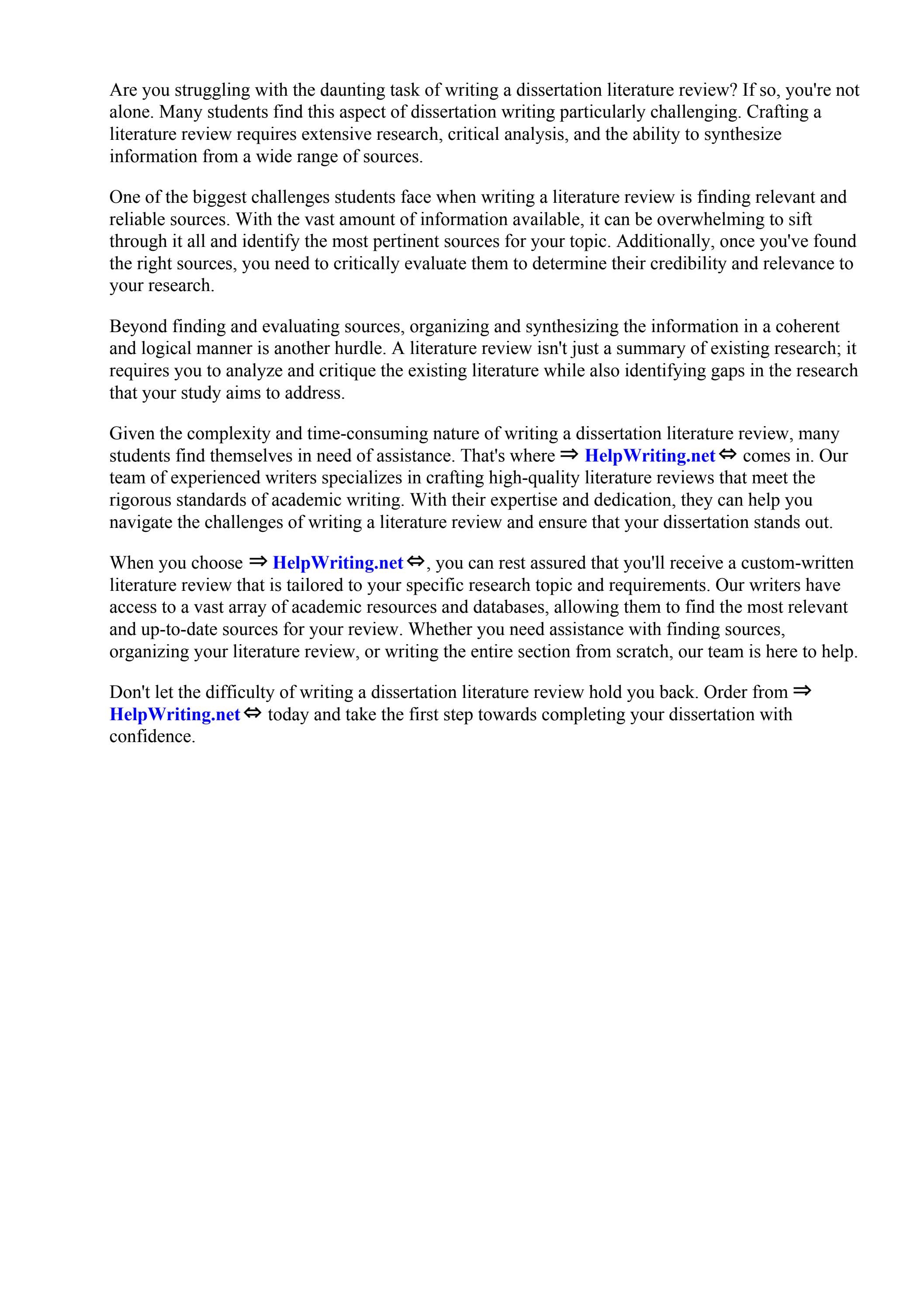 Literature Review Dissertation Example by Tina Jackson - Issuu