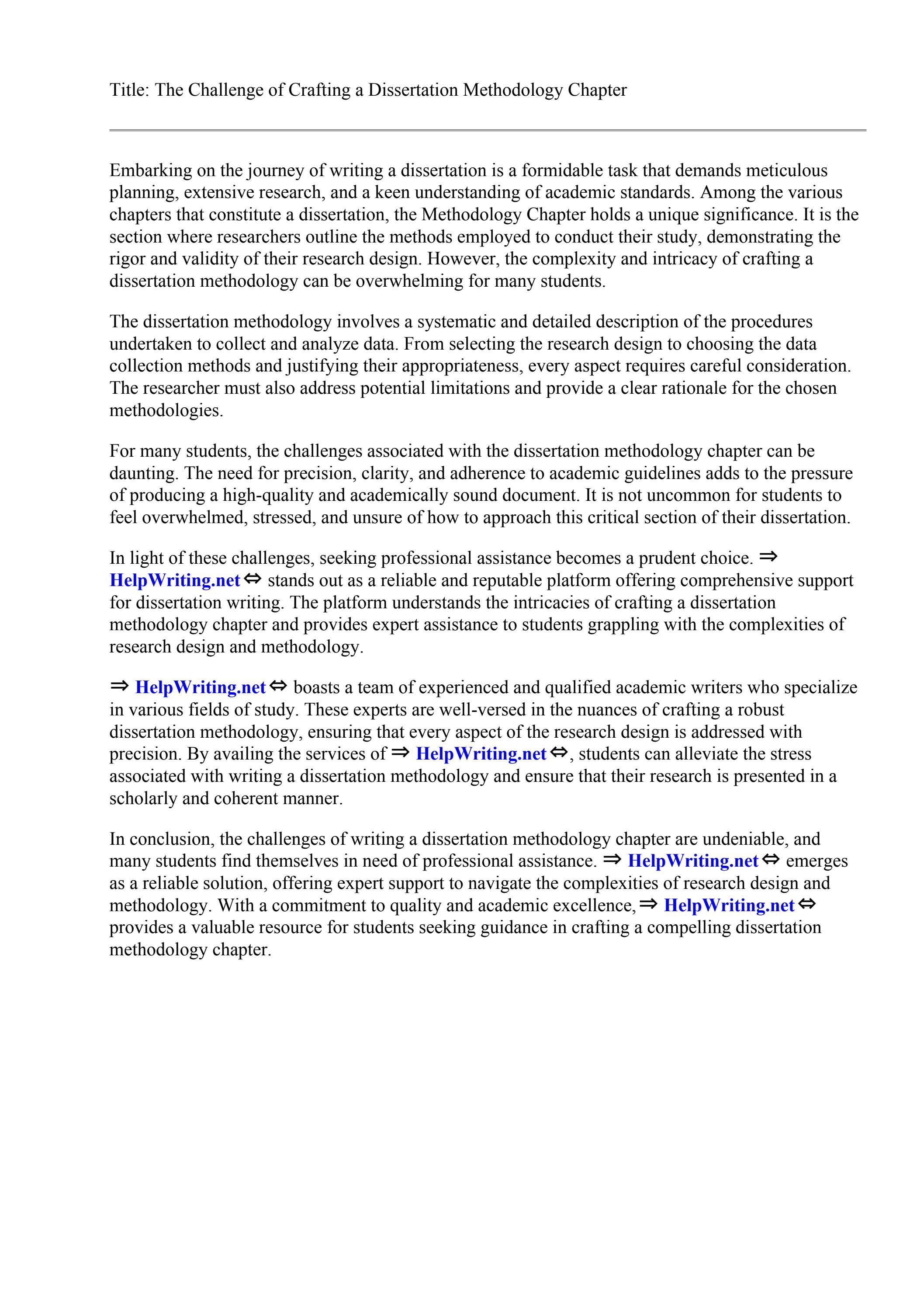 Sample Dissertation Methodology Chapter by Anna Goans - Issuu