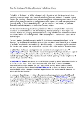 Sample Dissertation Methodology Chapter by Anna Goans - Issuu
