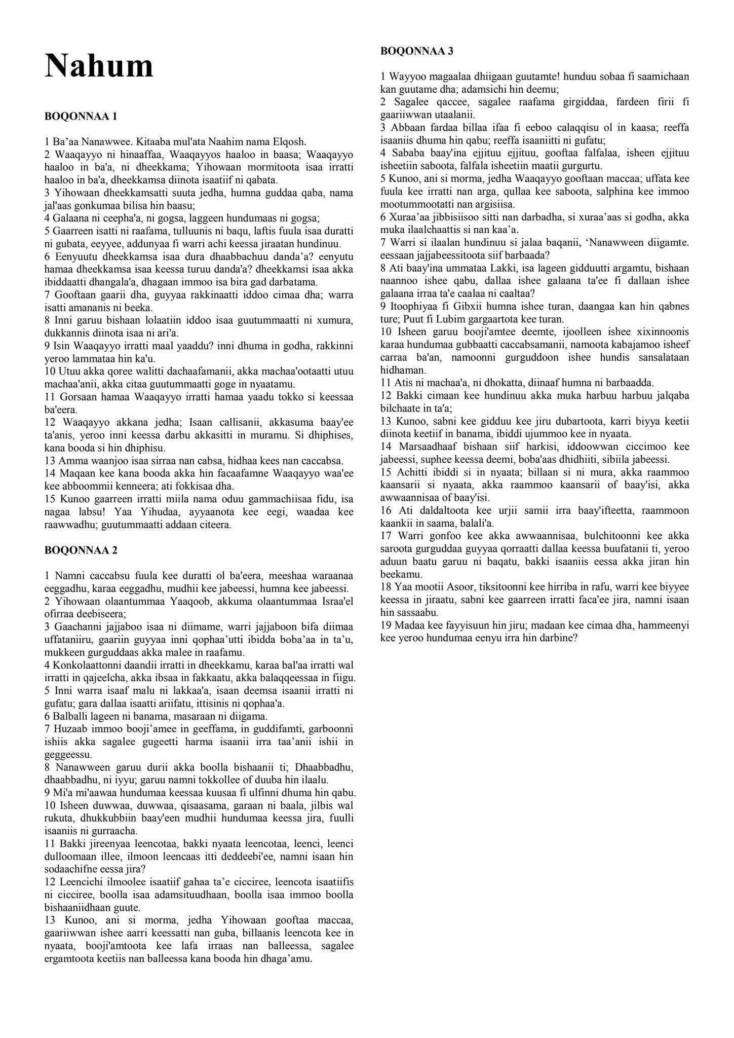 OROMO - The Book of the Prophet Nahum by Filipino Tracts and Literature ...