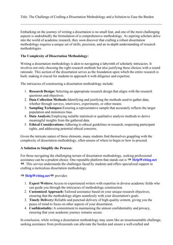 How To Write A Good Dissertation Methodology by Mia Perry - Issuu