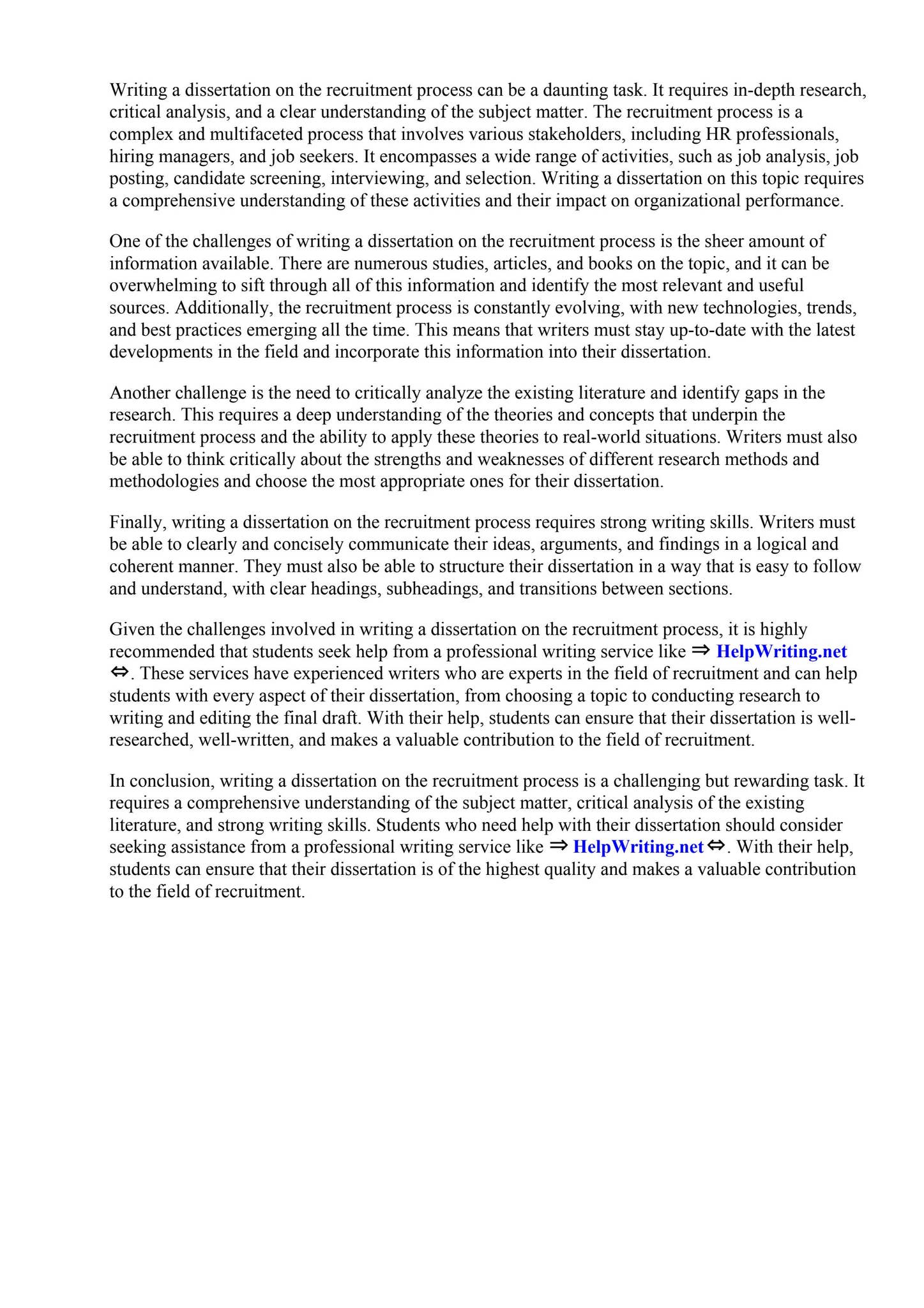 Dissertation On Recruitment Process by Lindsay Miller - Issuu