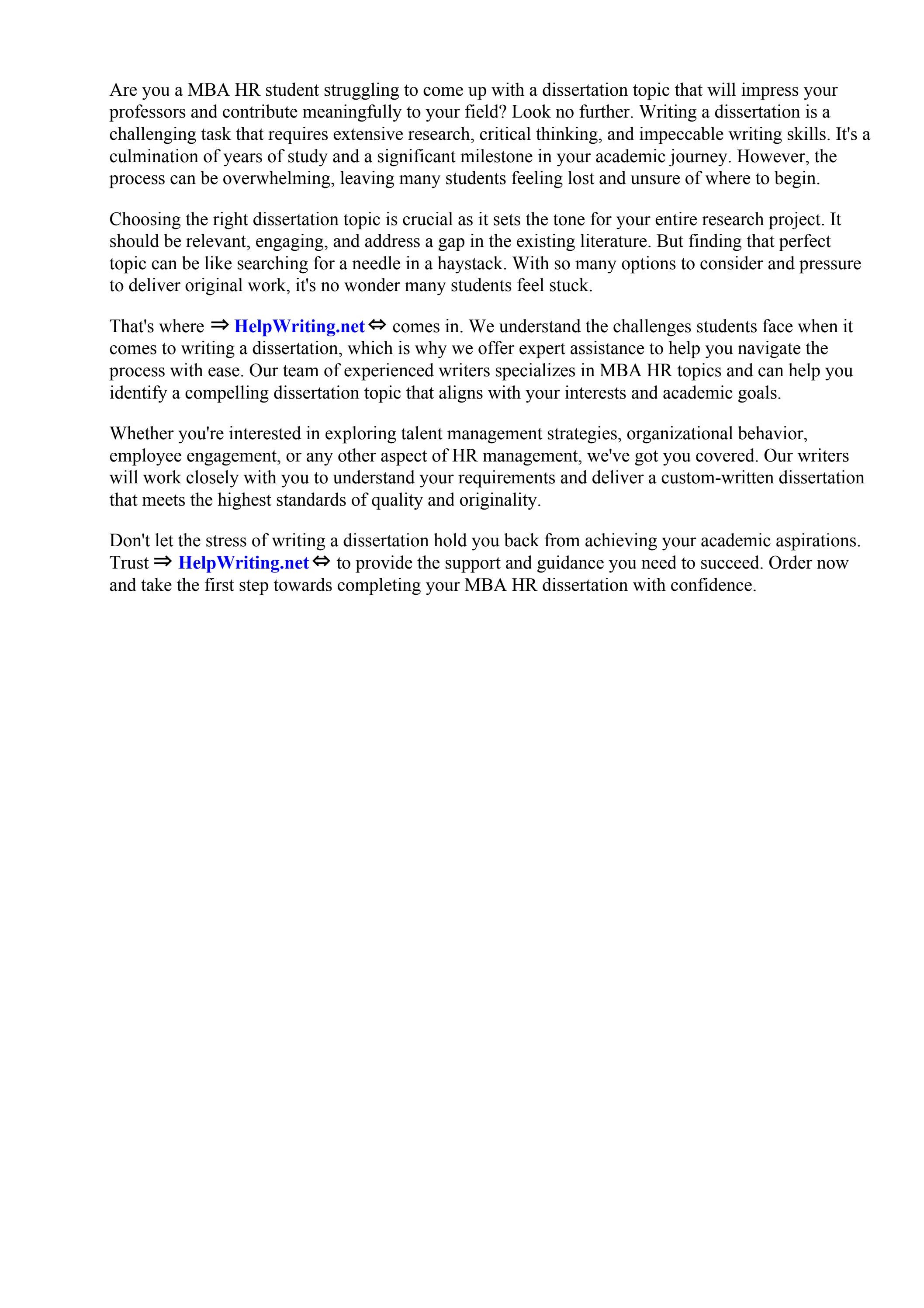 Dissertation Topics For Mba Hr Students by Liz Gonzales - Issuu