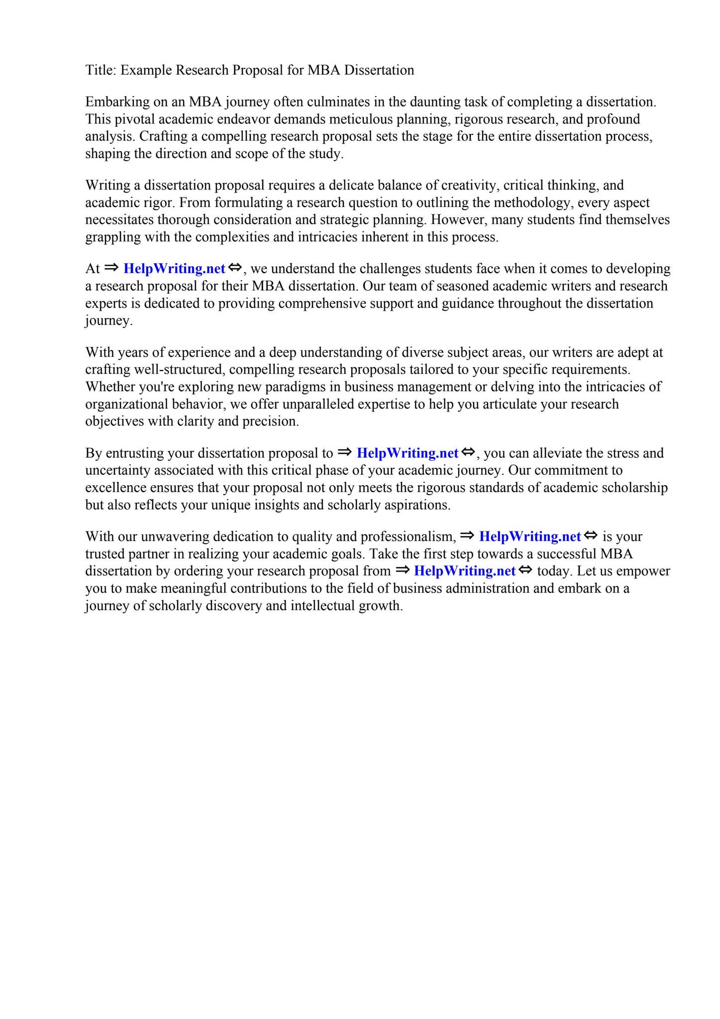 Example Research Proposal For Mba Dissertation by Alicia Rankin - Issuu