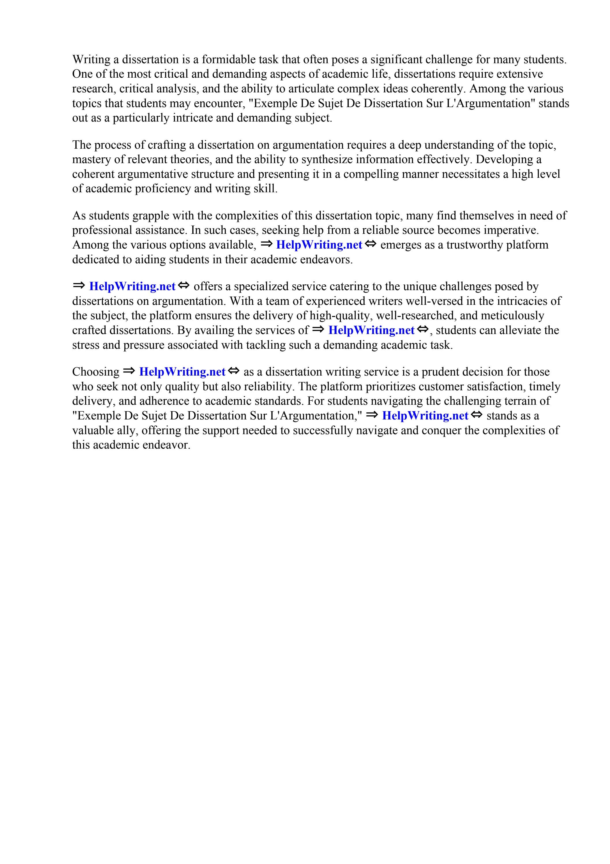 Exemple De Sujet De Dissertation Sur Largumentation by Gina Baker - Issuu