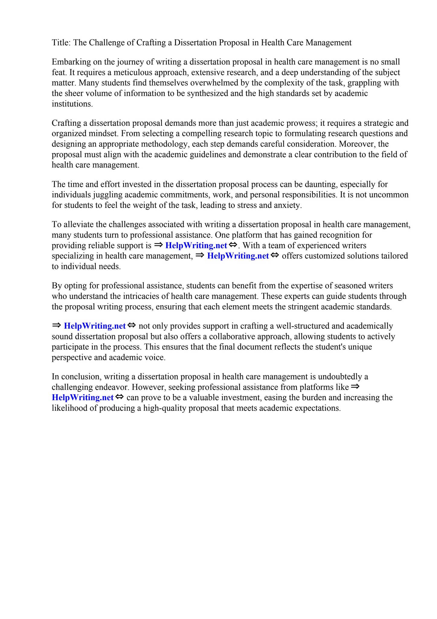 Dissertation Proposal Health Care Management by Kimberly Kennedy - Issuu