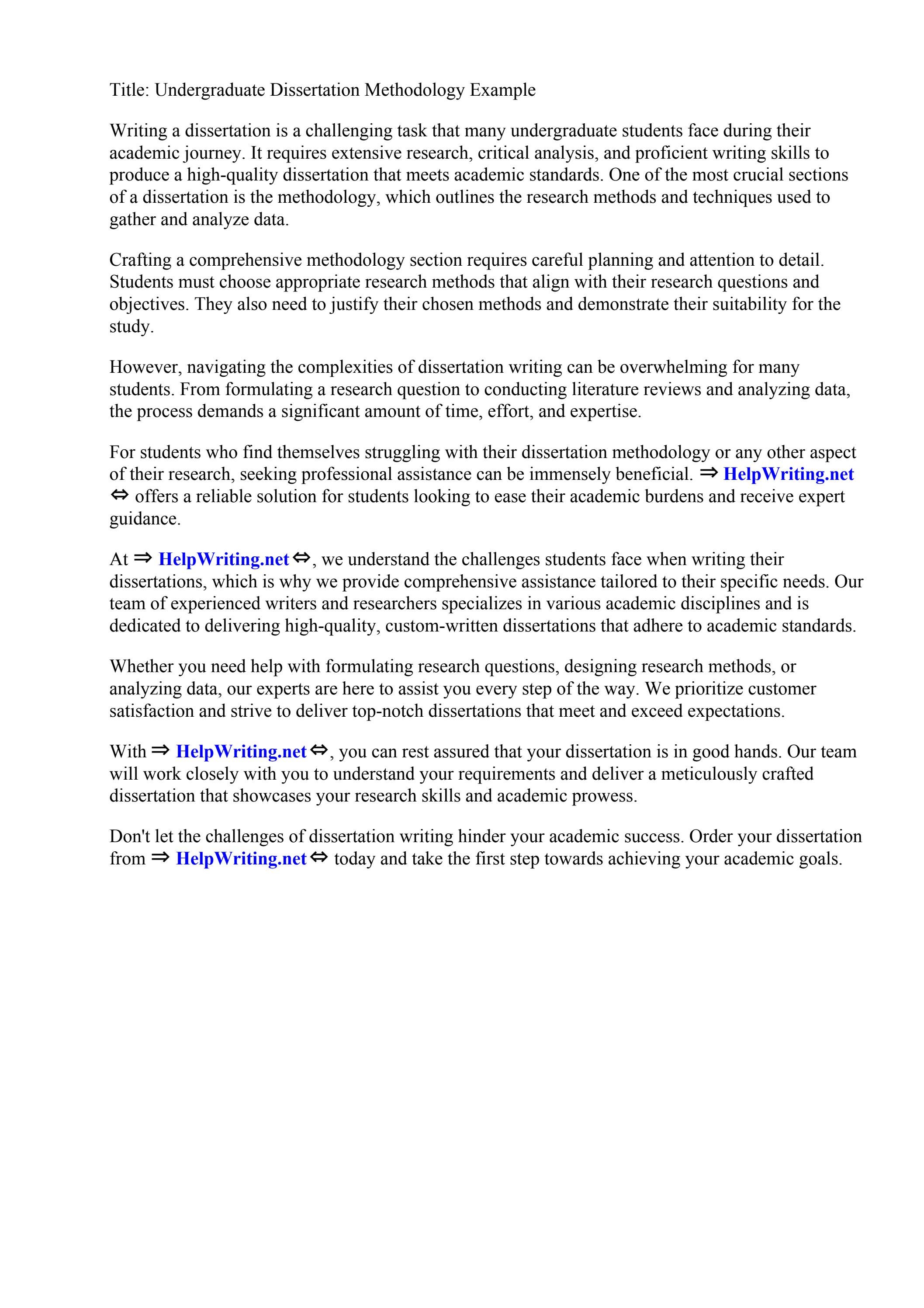 Undergraduate Dissertation Methodology Example by Sarah Kawase - Issuu