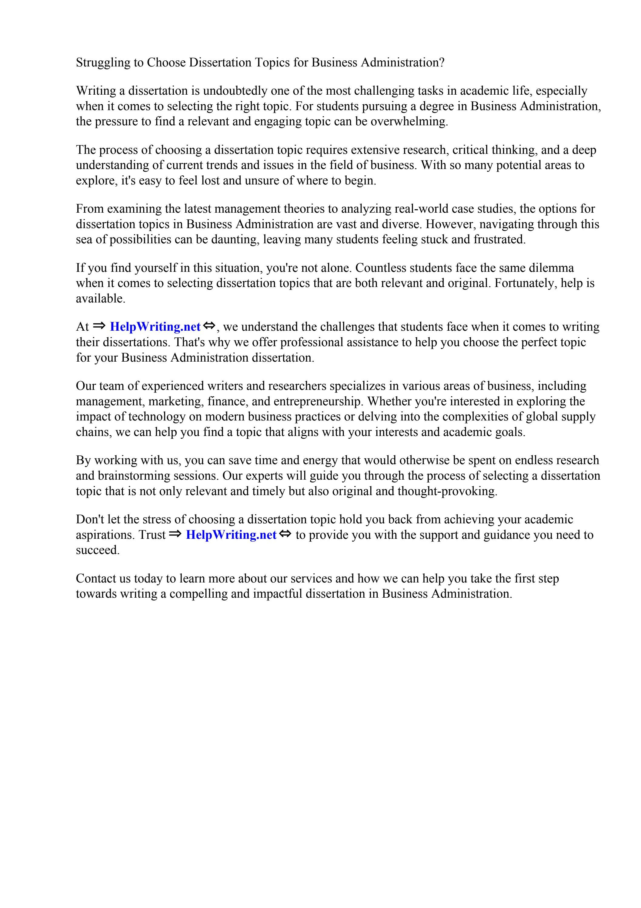 Dissertation Topics For Business Administration by Sarah Kawase - Issuu