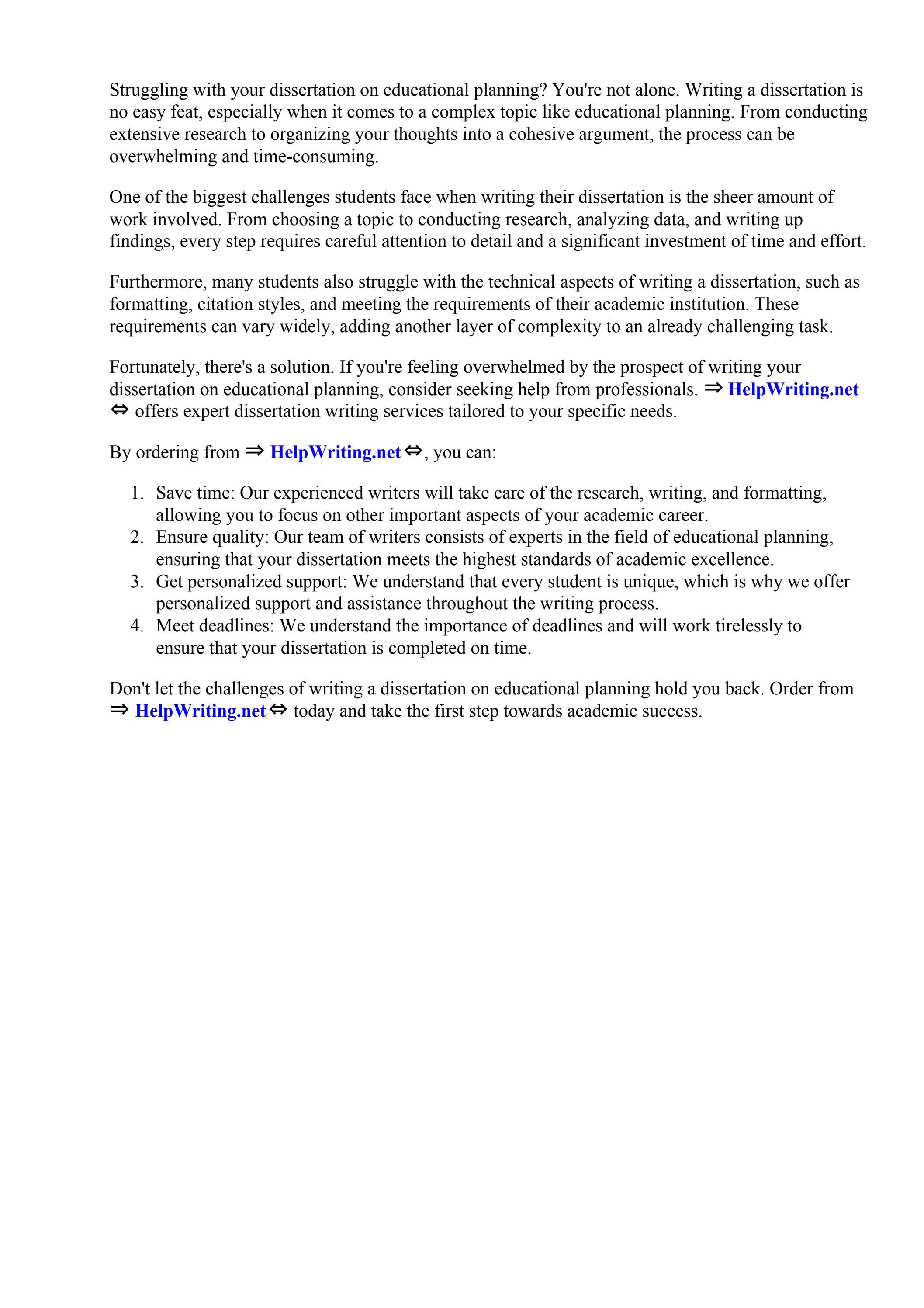 Dissertation On Educational Planning by Sarah Mason - Issuu