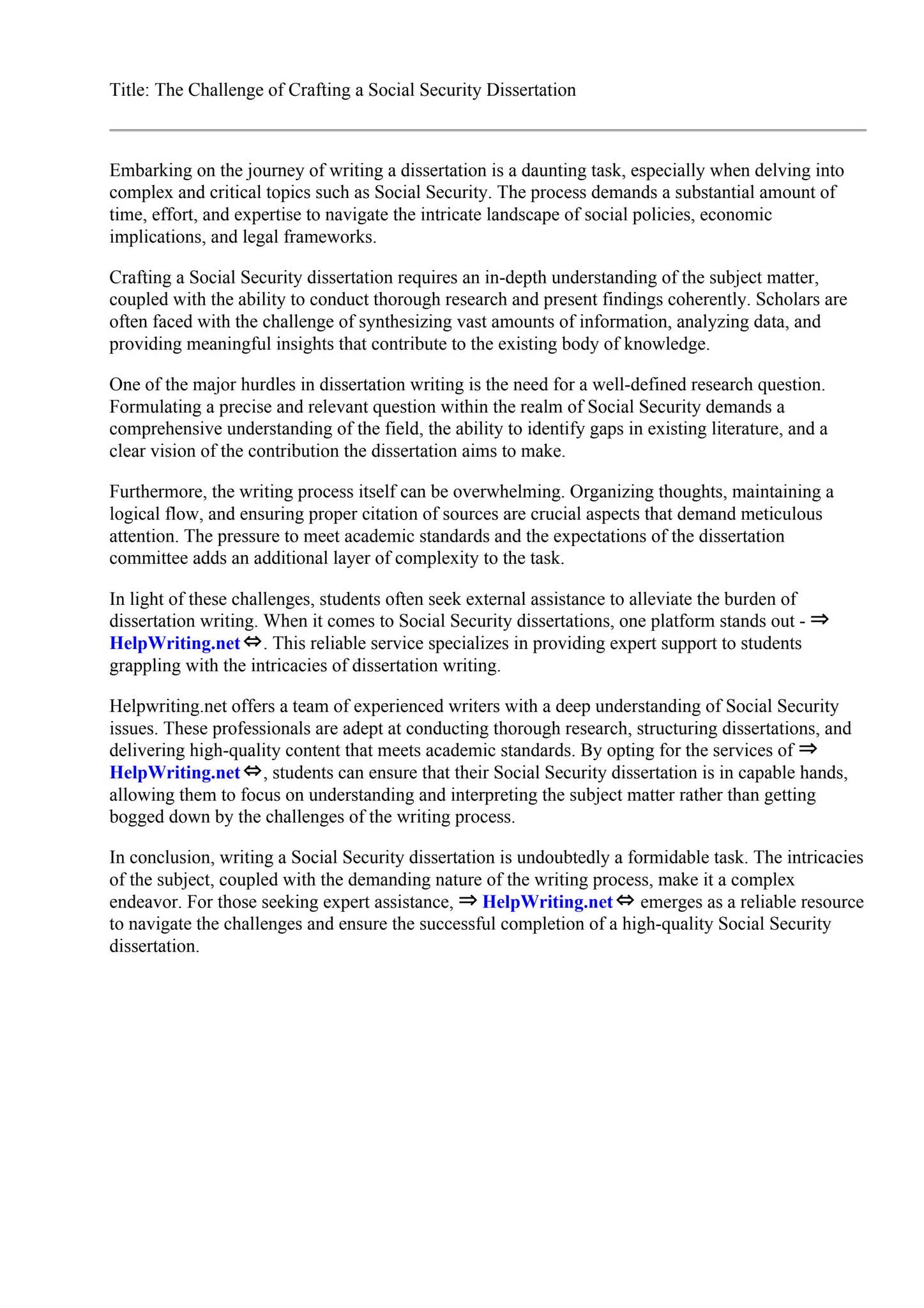 Social Security Dissertation by Amanda Wesolowski - Issuu