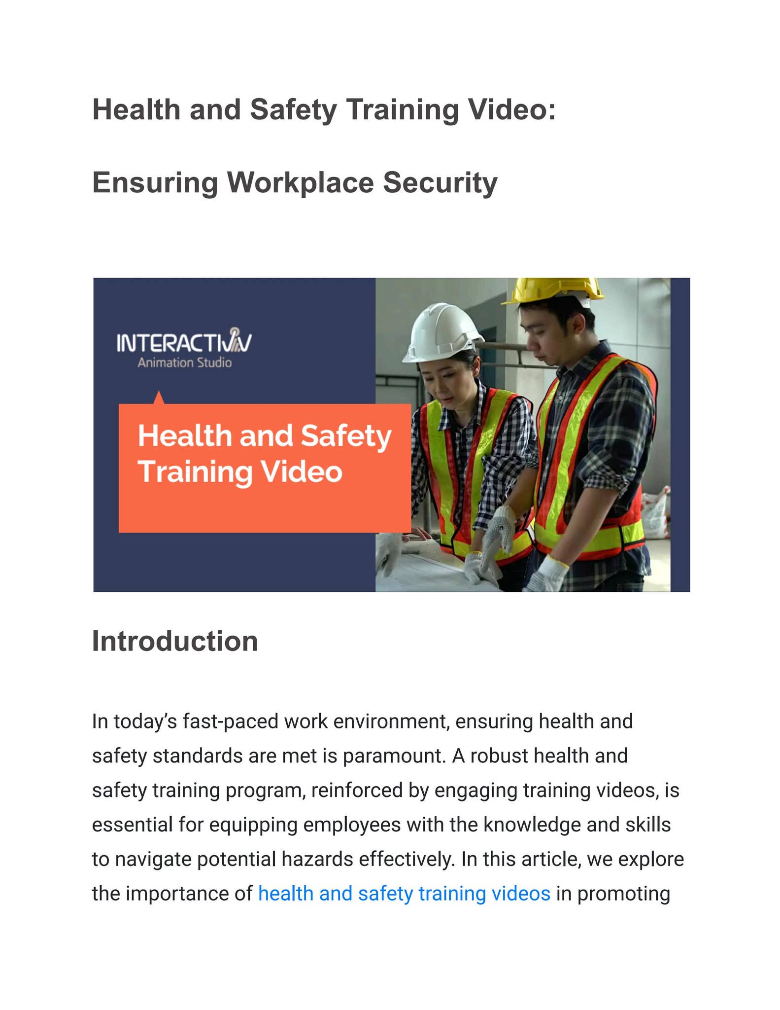 Safety animation videos in the workplace by Interactivv Animation ...